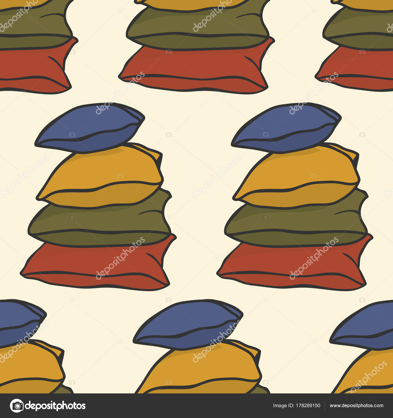 Pile Pillows Vector Seamless Pattern Colorful Pillows Pajama Party ...