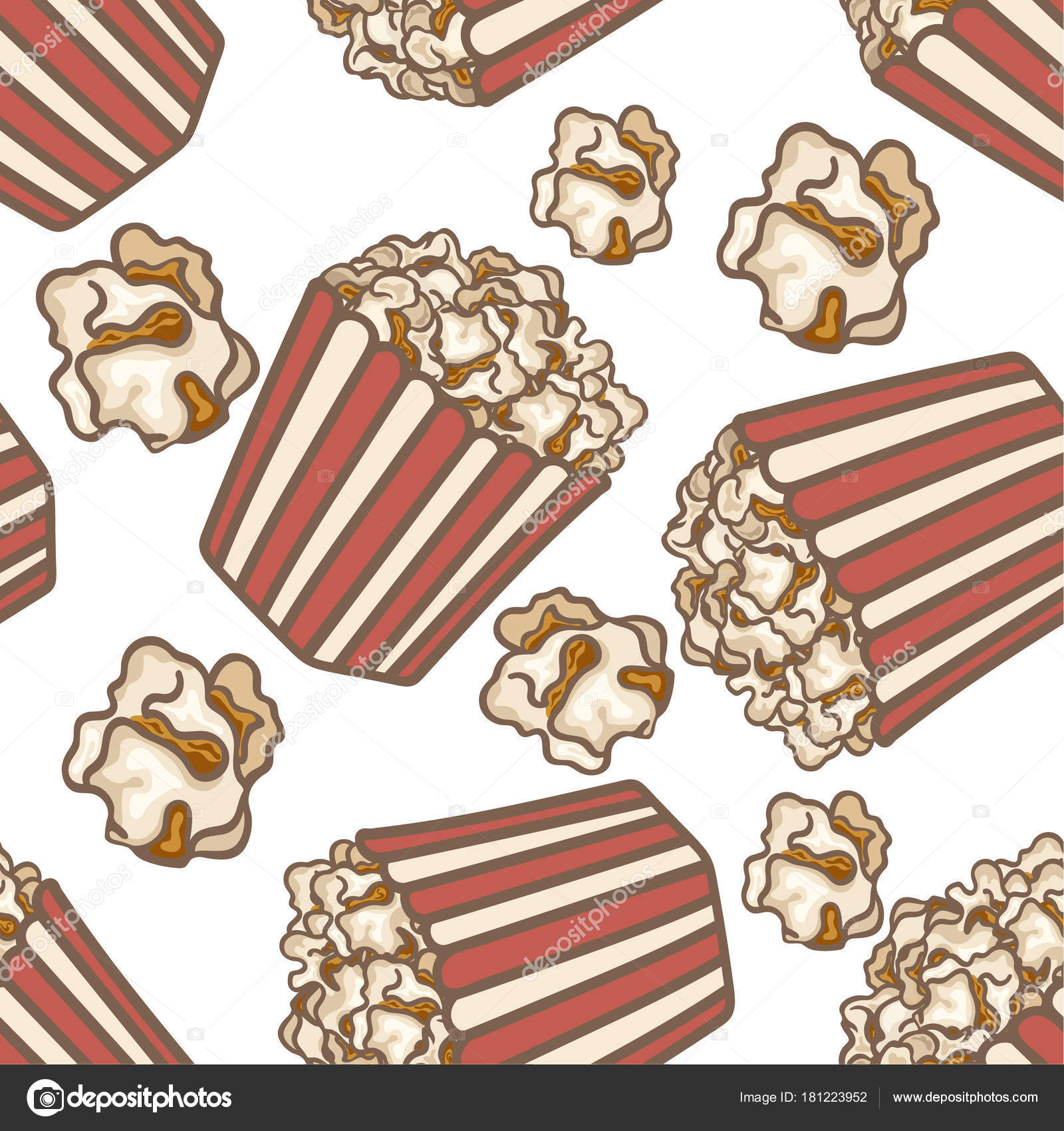 Pop Corn Boxes Corn Explosion Parts Vector Seamless Pattern Isolated ...