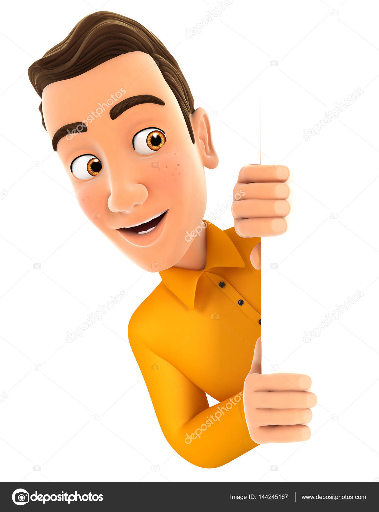 3d man peeping over blank wall — Stock Photo © 3Dmask #144245167