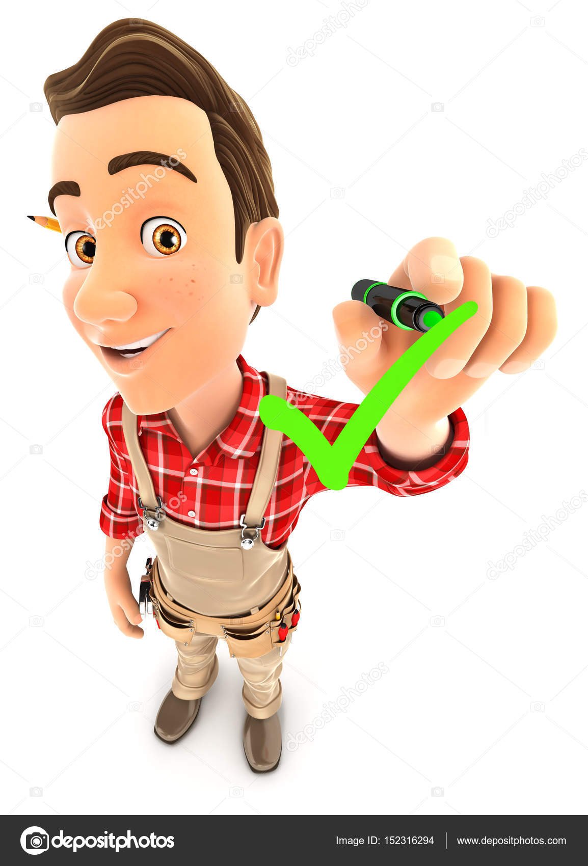 3d handyman drawing positive check mark Stock Illustration by ©3Dmask ...