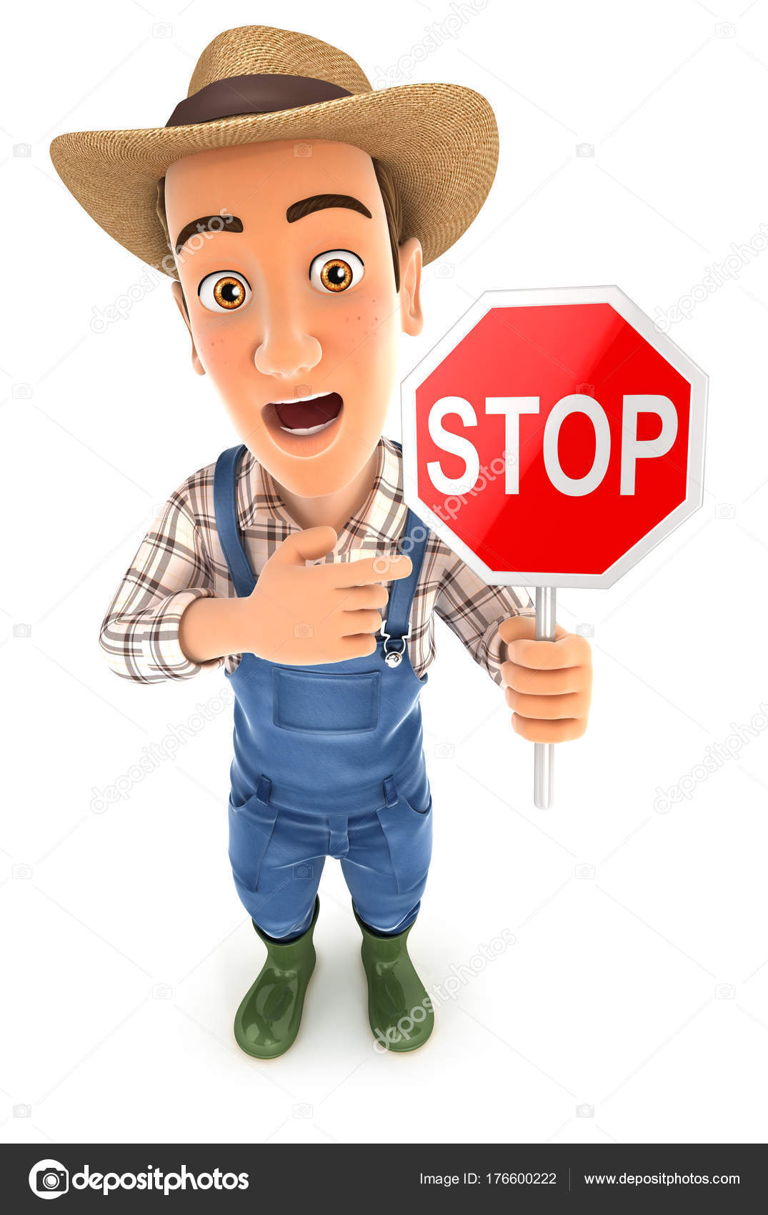3d farmer stop sign Stock Photo by ©3Dmask 176600222