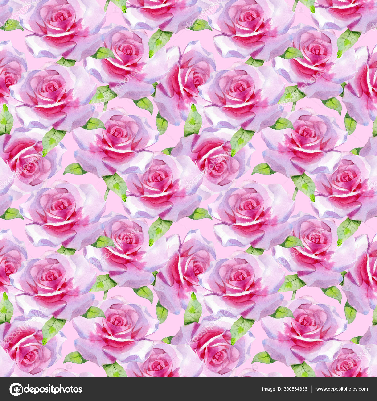 Watercolor pink rose Seamless pattern Spring print Stock Illustration ...