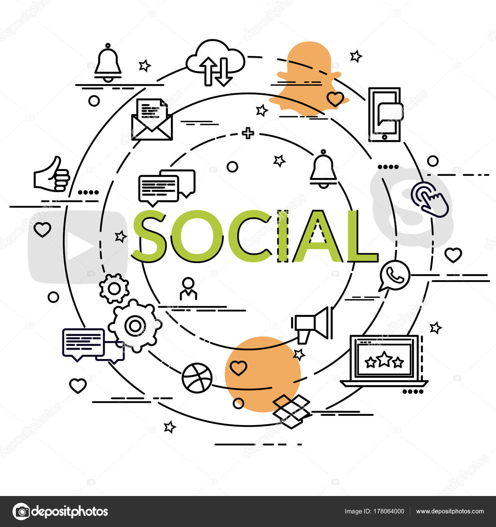 Flat Colorful Design Concept Social Network Infographic Idea Making ...