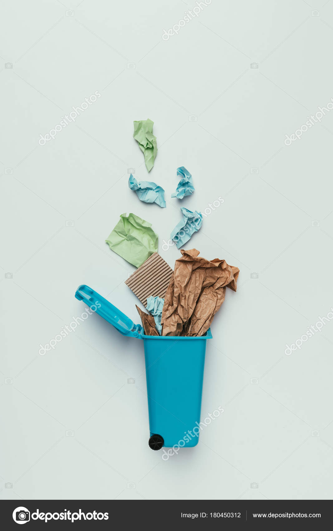 Top View Trash Bin Paper Garbage Isolated Grey Recycling Concept Stock ...