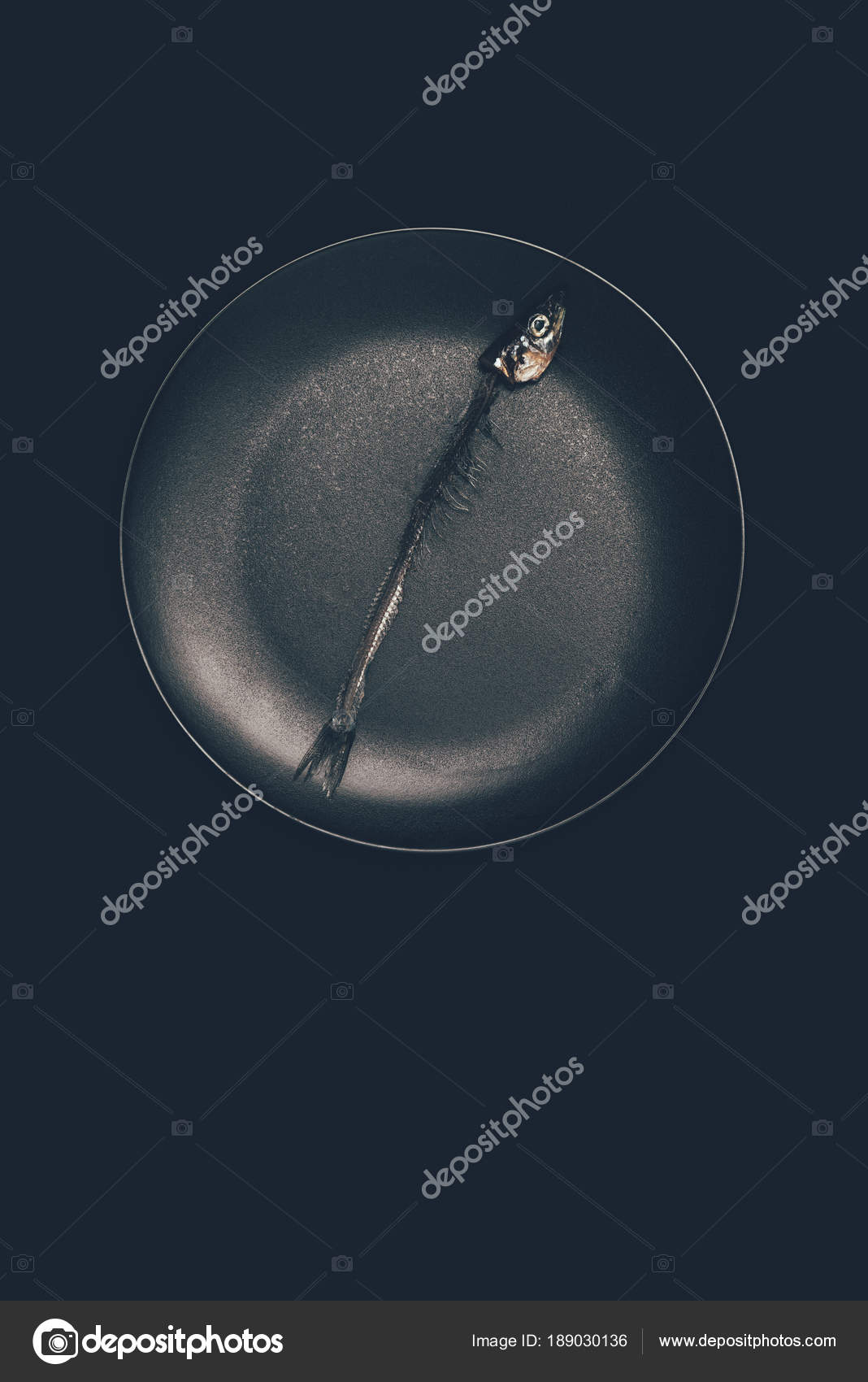 Top View Fish Skeleton Frying Pan Isolated Black — Free Stock Photo ...