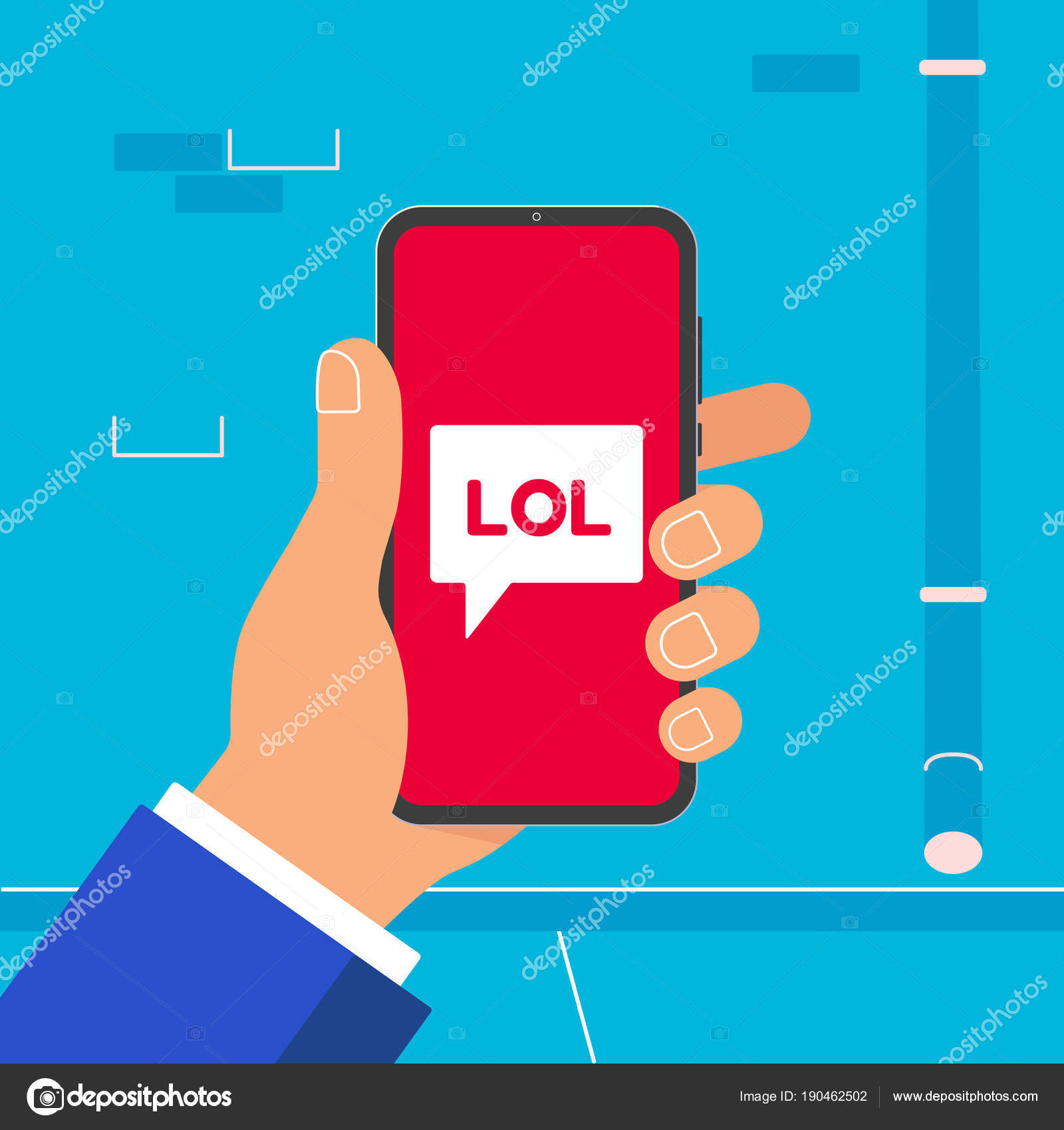 Hand Hält Schwarzes Handy Mit Lol Wort Symbol Symbol Auf Stock ...