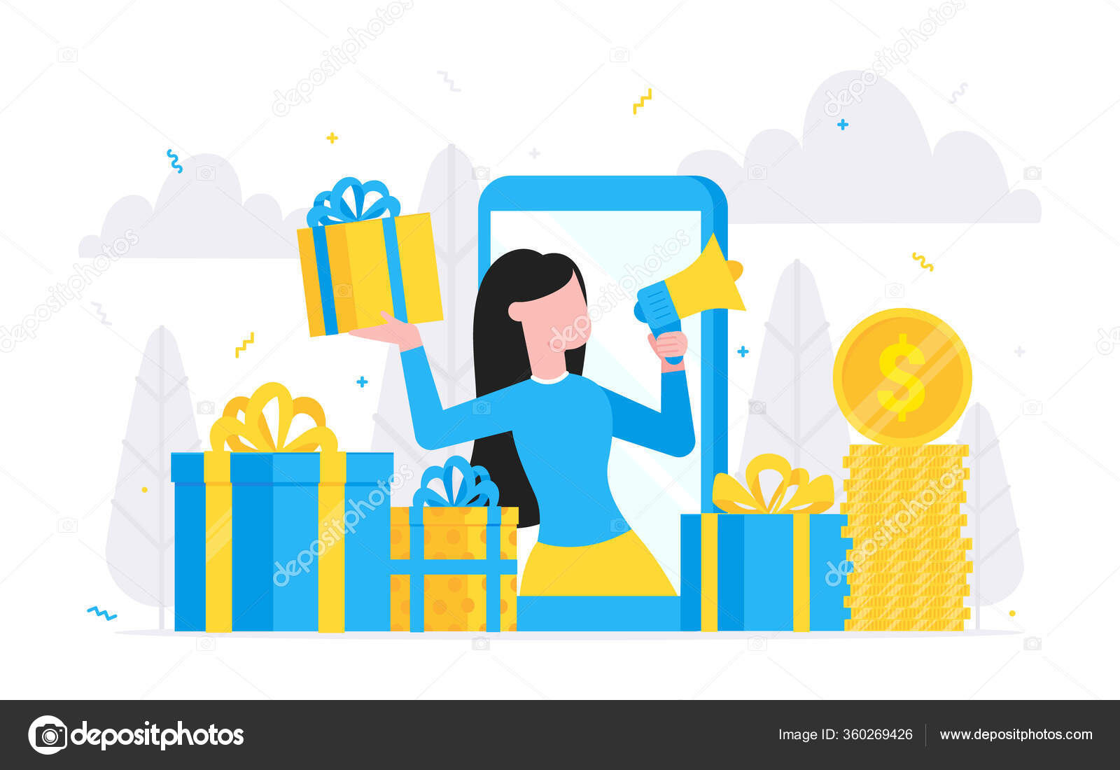 Online Reward Flat Style Design Vector Illustration Landing Page Concept Stock Vector By