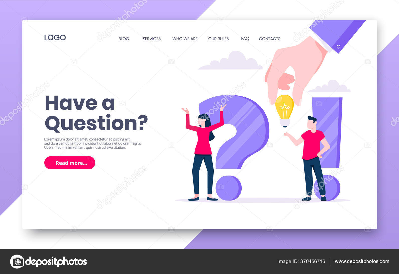 FAQ or Q and A internet landing page concept web template. ⬇ Vector ...