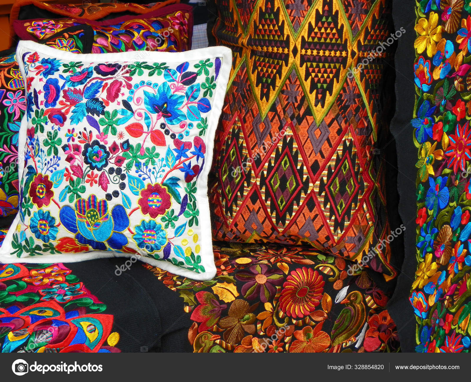 Cuenca Ecuador December 2019 Close Olorful Embroidered Decorative ...