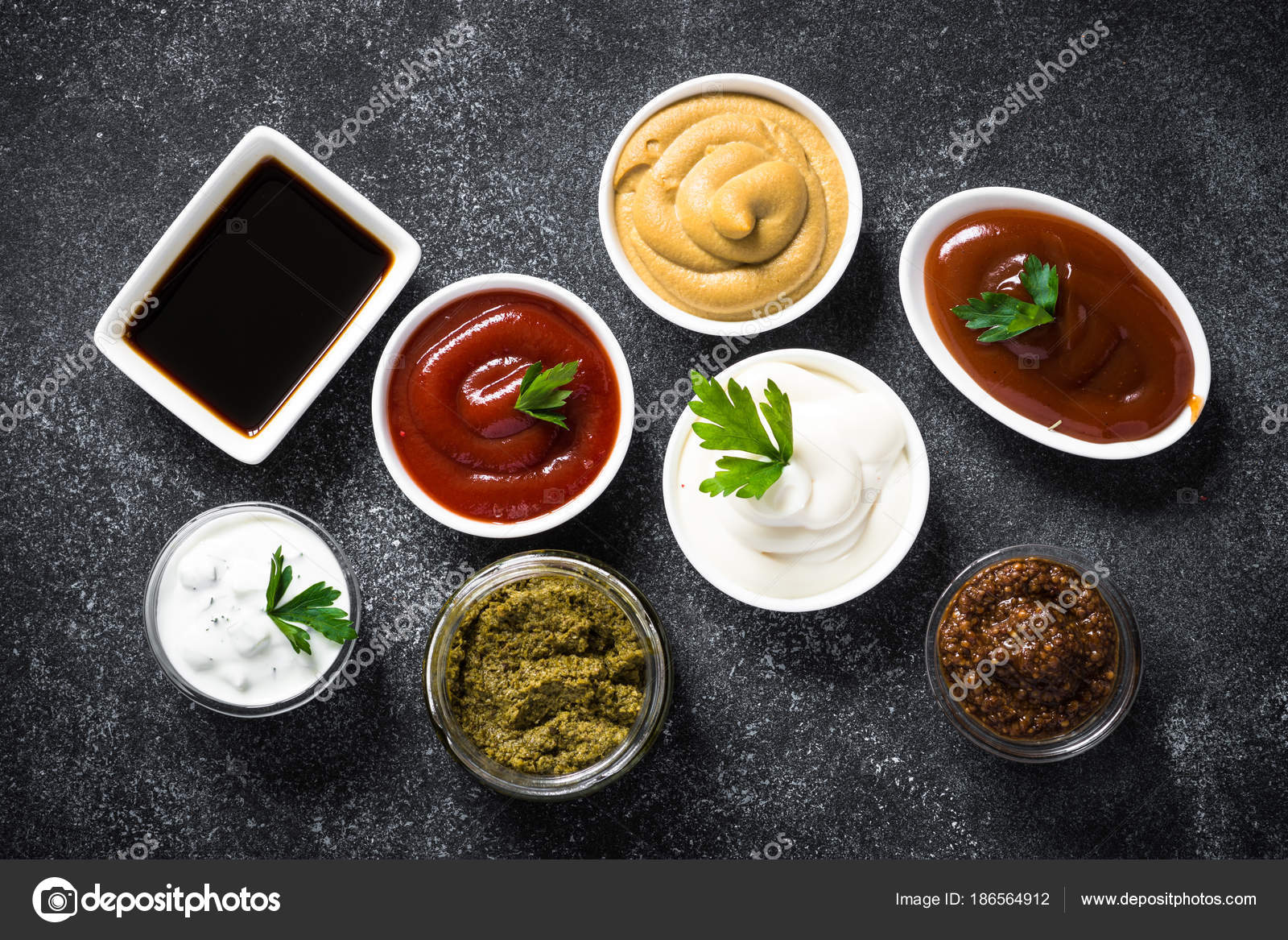 Big set of sauces. — Stock Photo © Nadianb #186564912