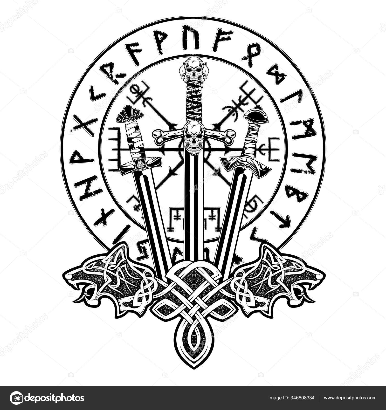 Black Sword Rune Tattoo