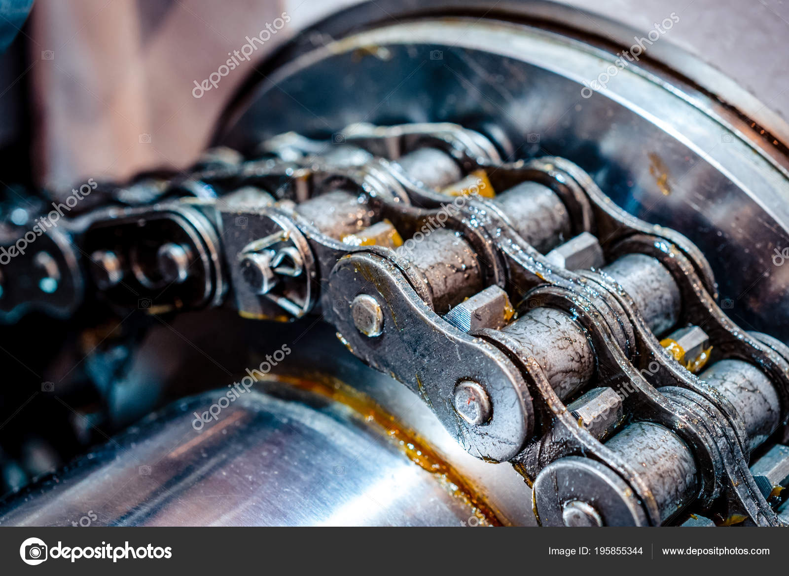 Mechanical chain transmission. Double-row roller chain Stock Photo by ...