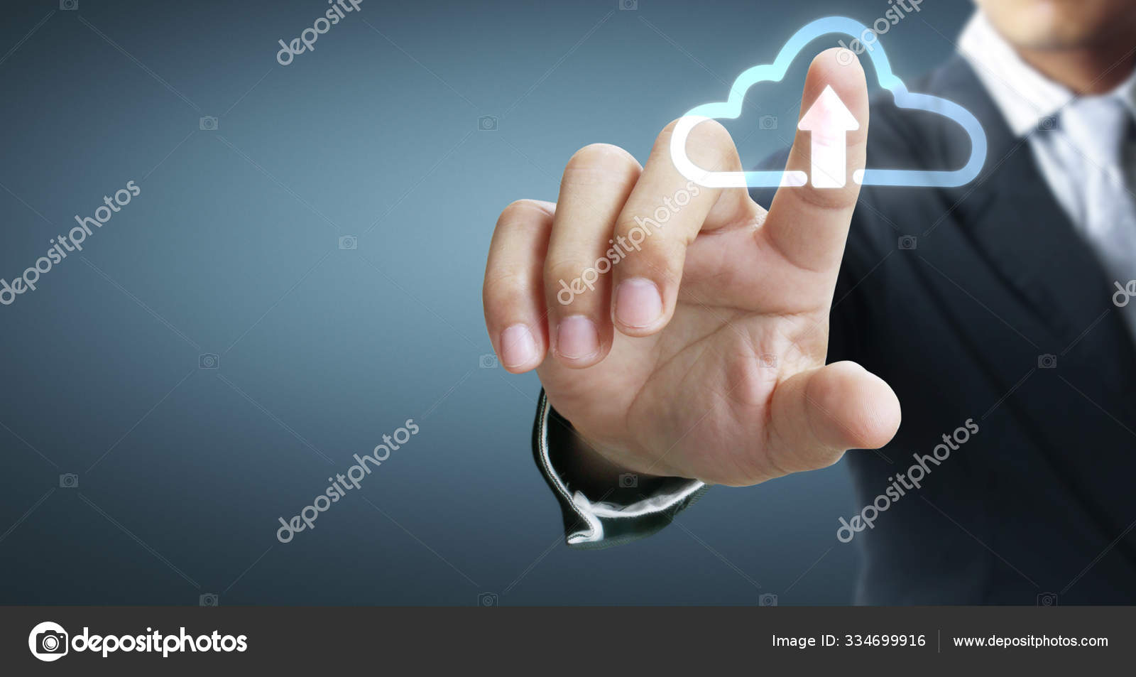 Hands touching button screen interface global connection custome ...