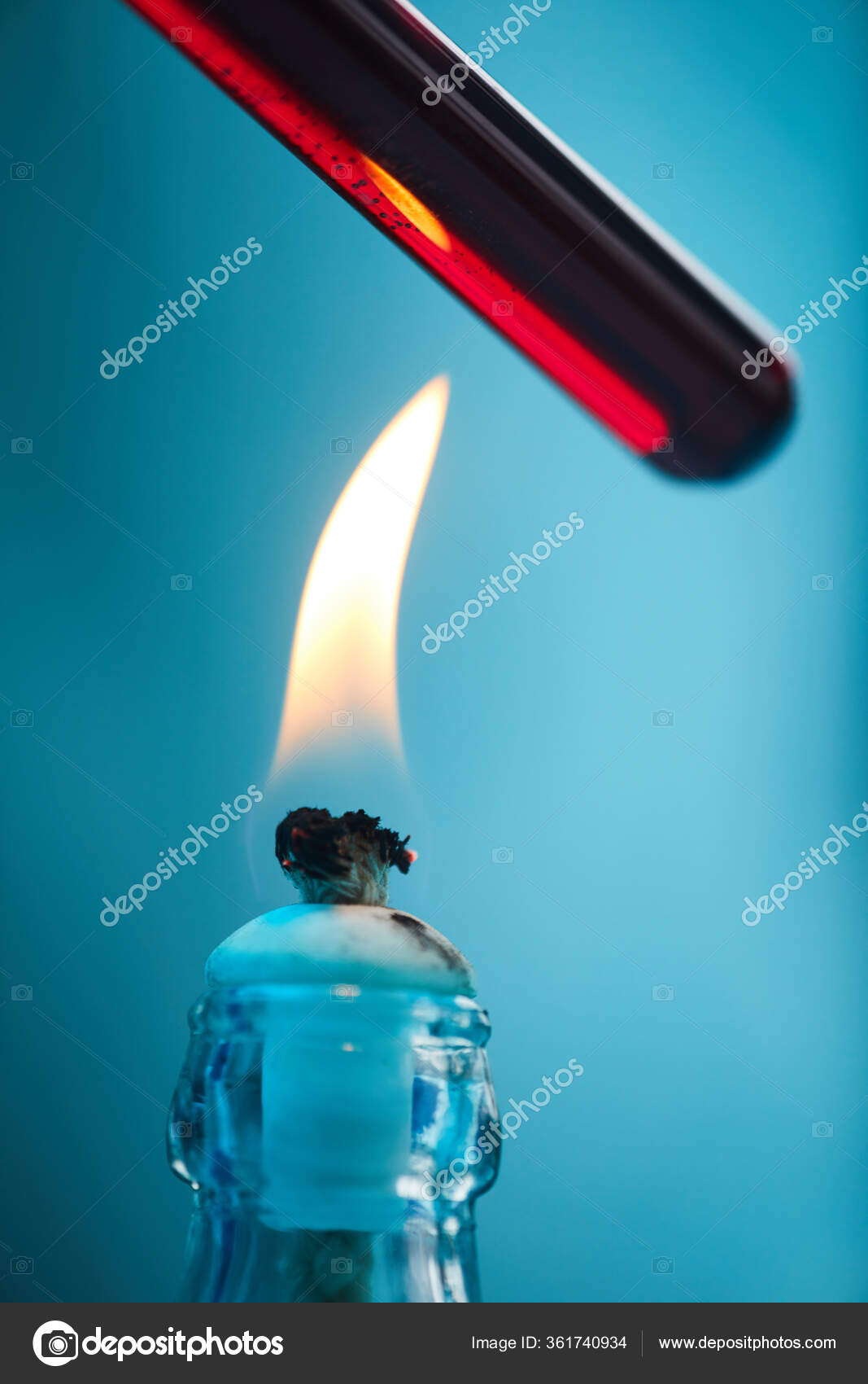 Extreme Closeup Blood Sample Heating Gas Fire Medical Laboratory ...