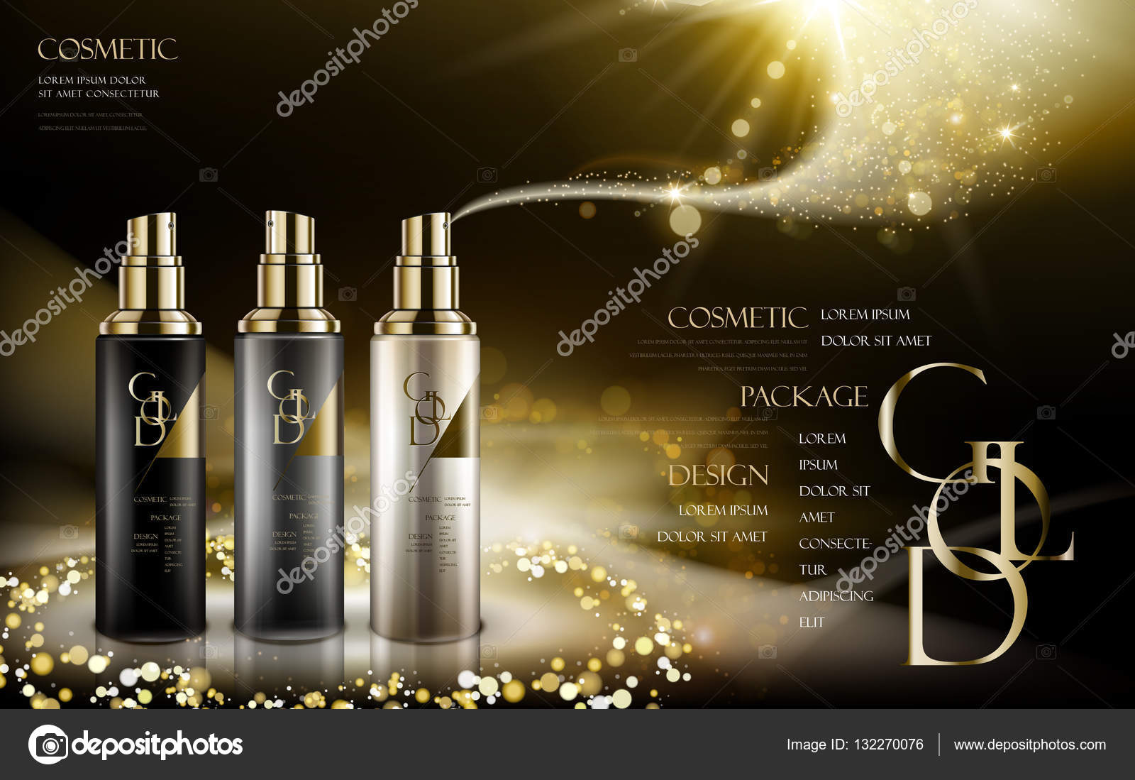 Golden cosmetic products Stock Vector Image by ©kchungtw #132270076