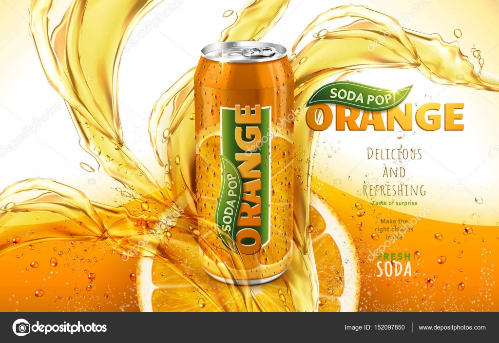 Orange soda pop ad — Stock Vector © kchungtw #152097850