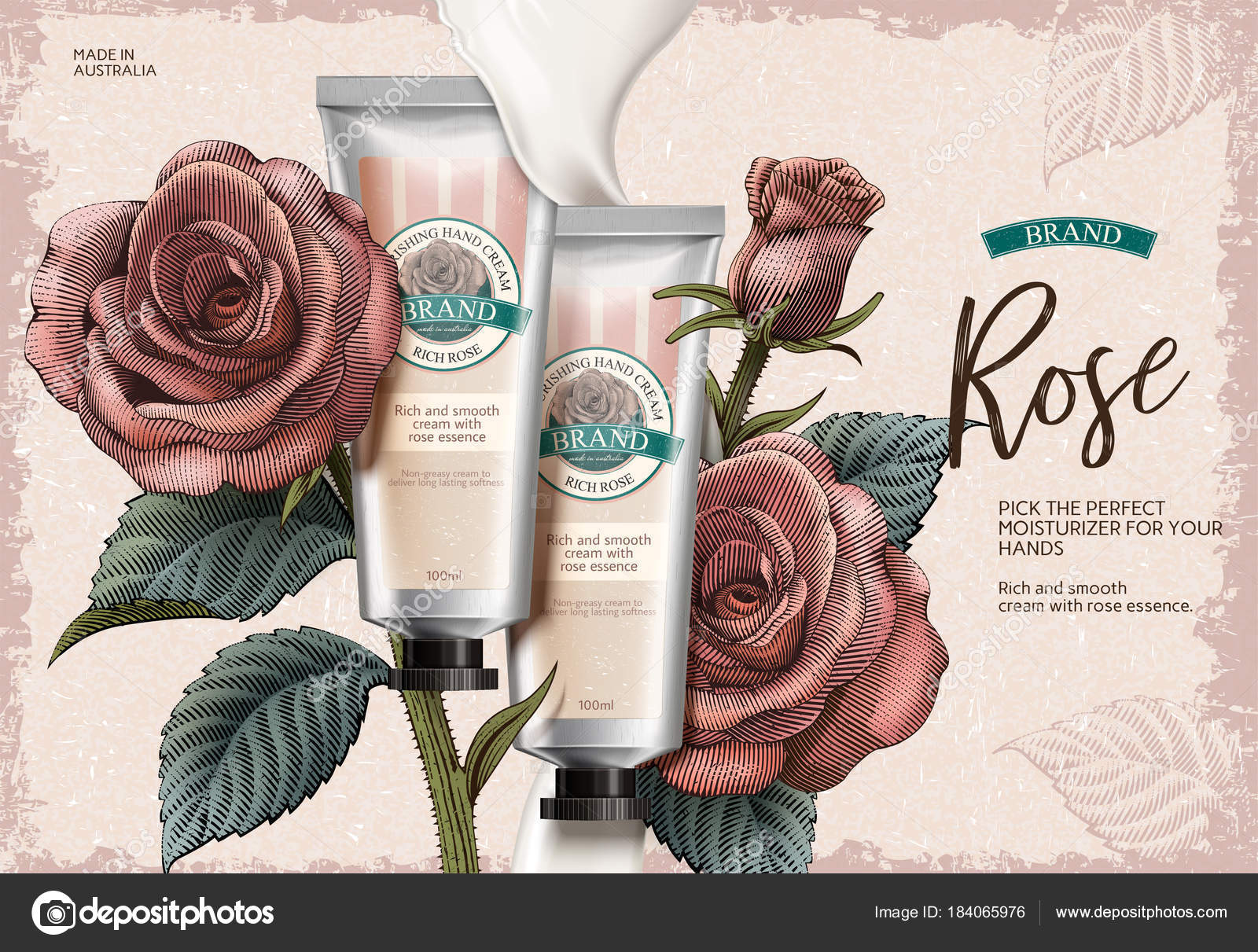 Rose hand cream ads — Stock Vector © kchungtw #184065976