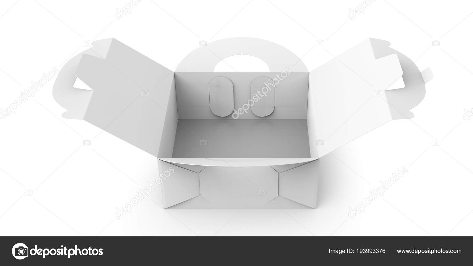 Blank Open Paper Box Handle Gift Food Carton Package Render — Stock ...