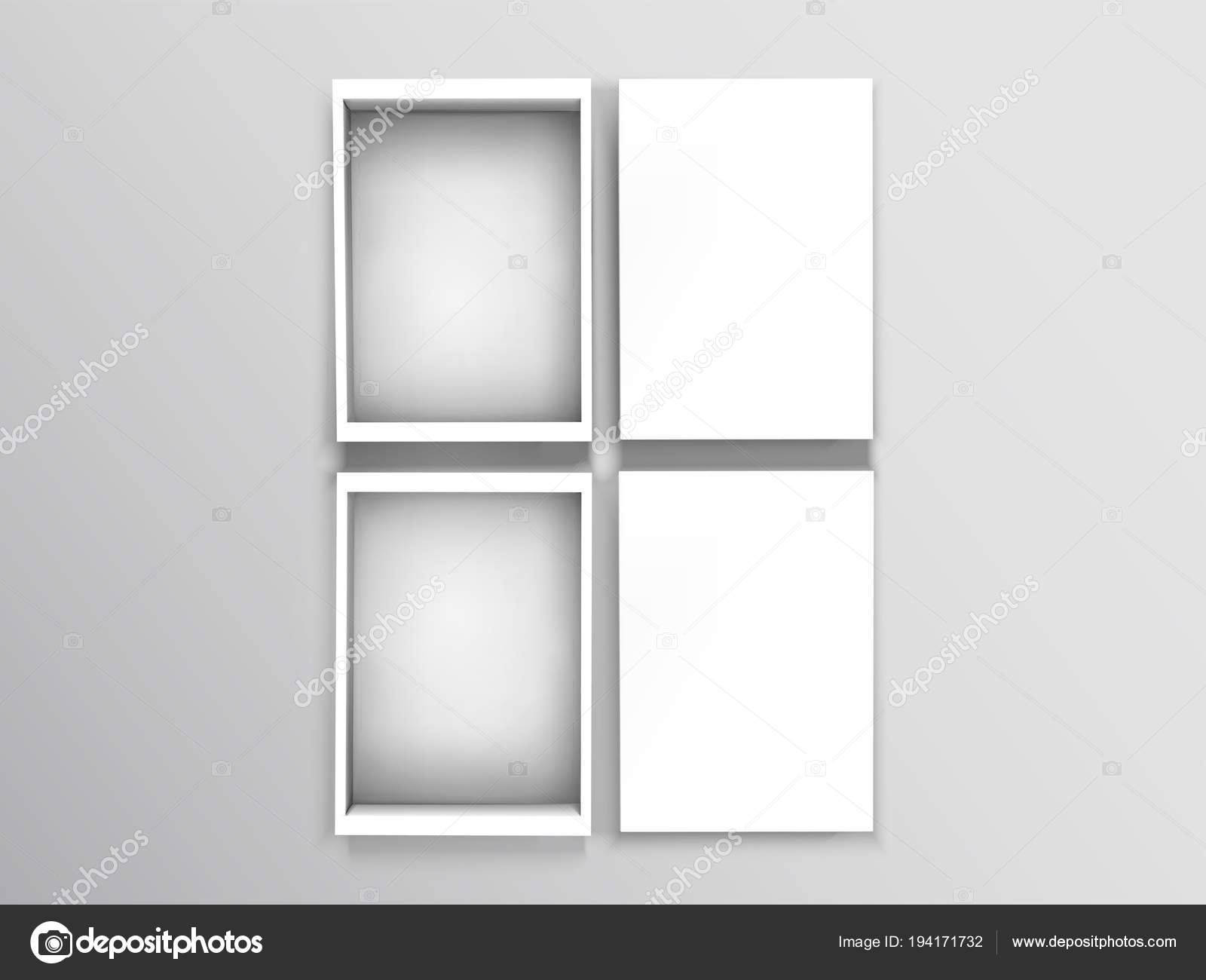Top View Blank Open Boxes Isolated Grey Background Illustration Stock ...
