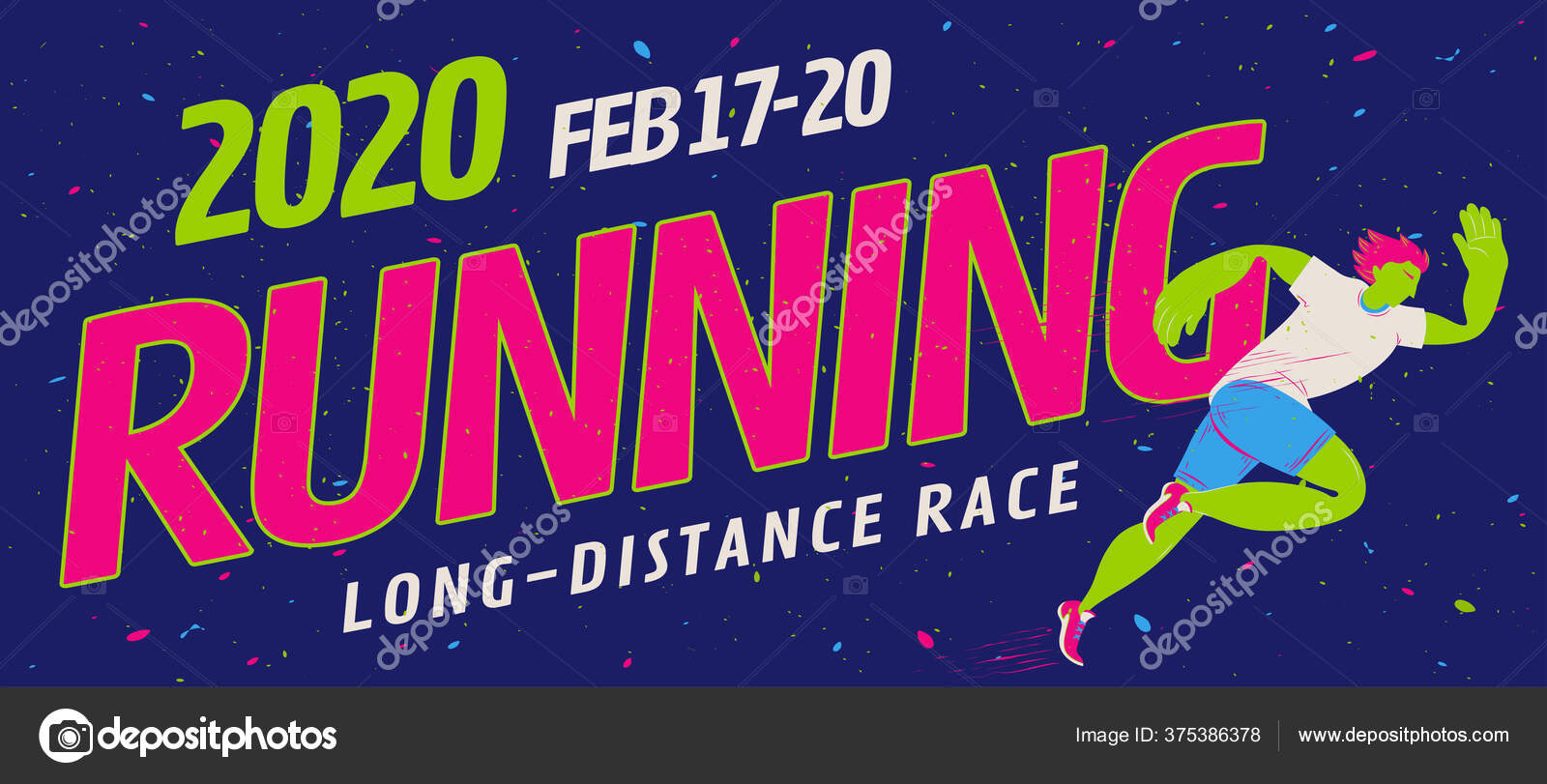 Colorful Running Event Banner Fluorescent Green Runner Dark Blue ...