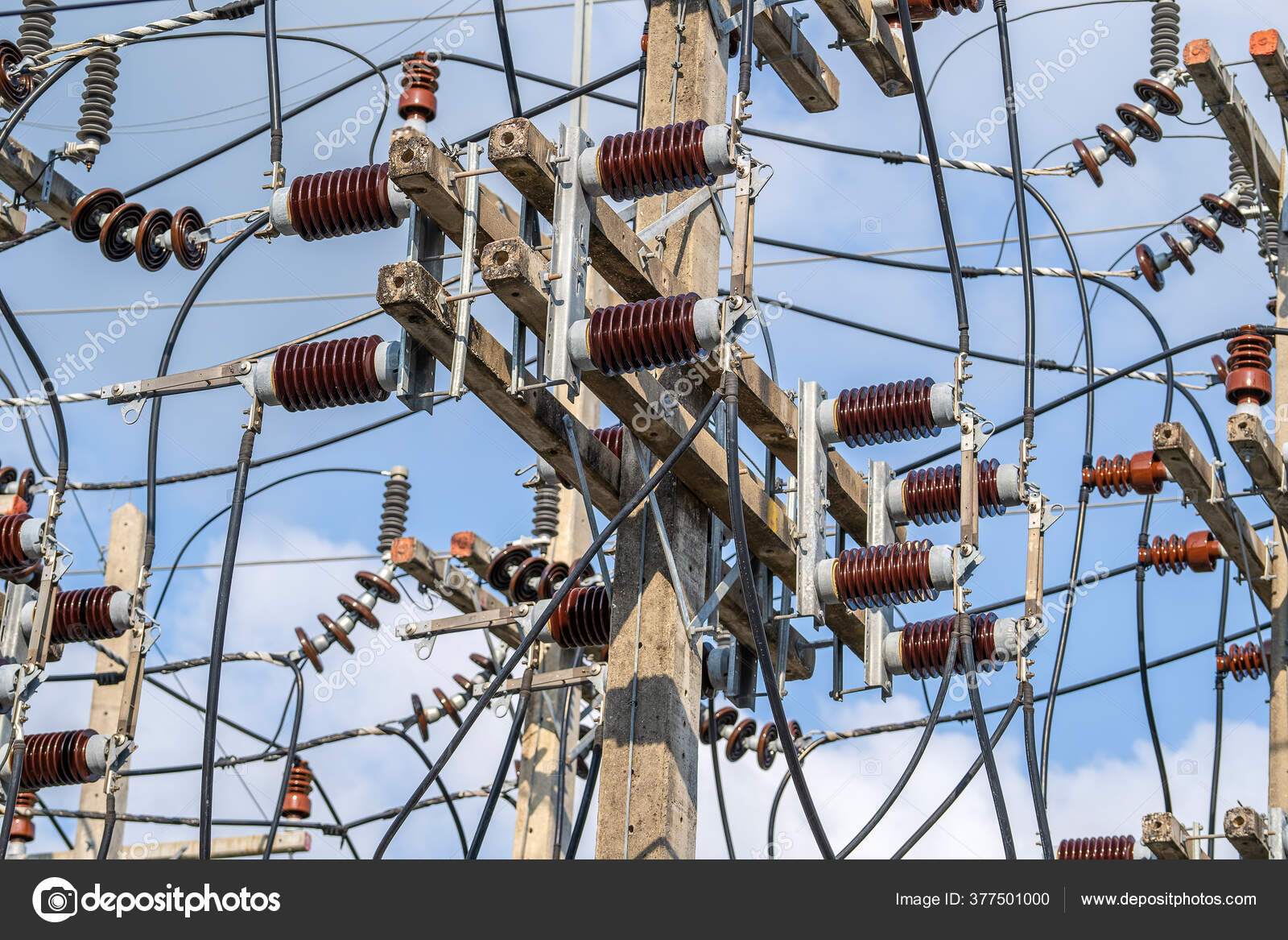 High Voltage Electrical Insulation Power Substation Close — Stock Photo ...