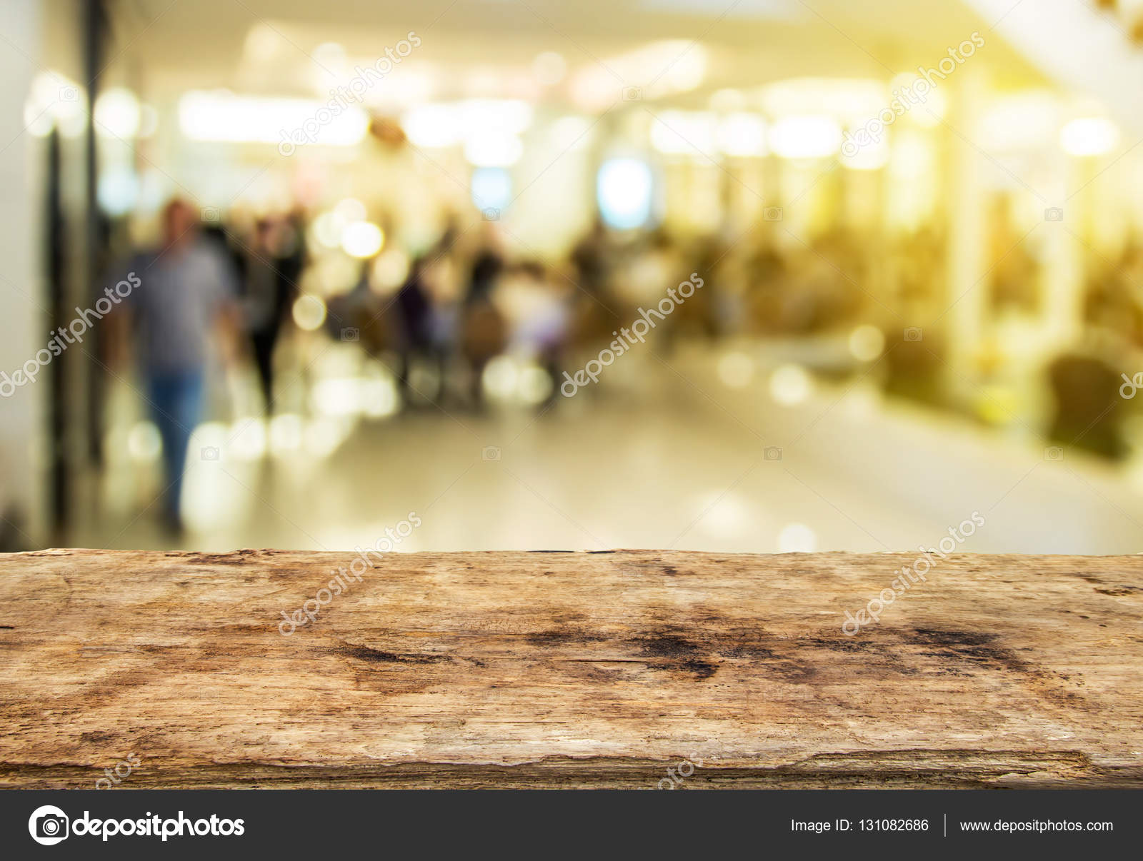 Selected focus perspective wood table with blur background Stock Photo ...