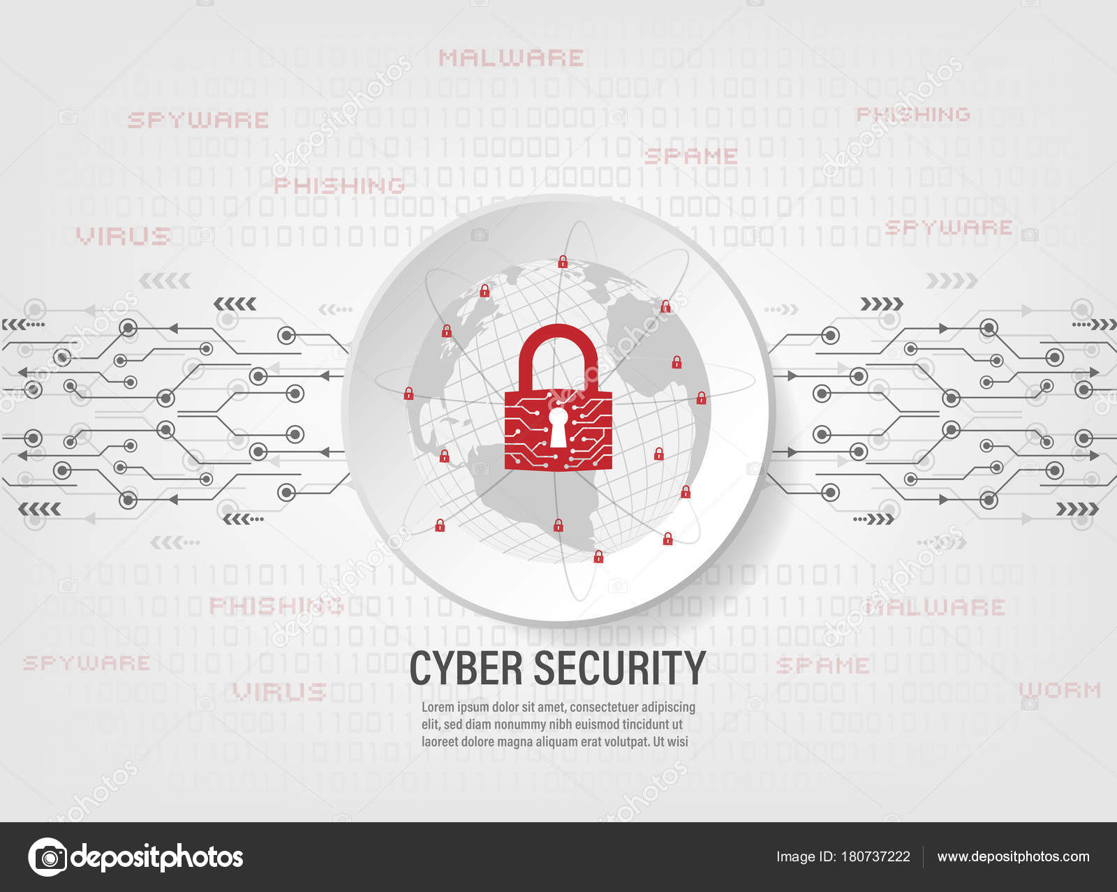 Cyber Security Concept Closed Padlock Protect World Global Network ...