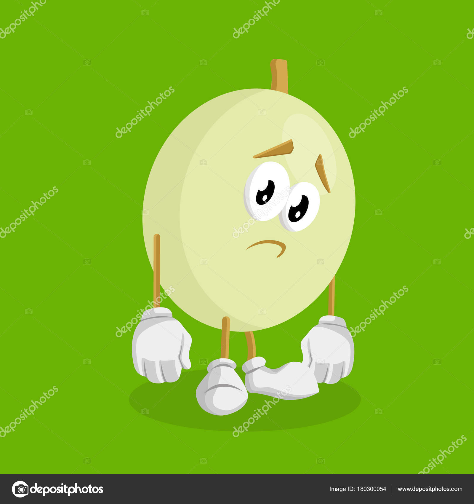 Honeydew Mascot Background Sad Pose Flat Design Style Your Mascot Stock ...