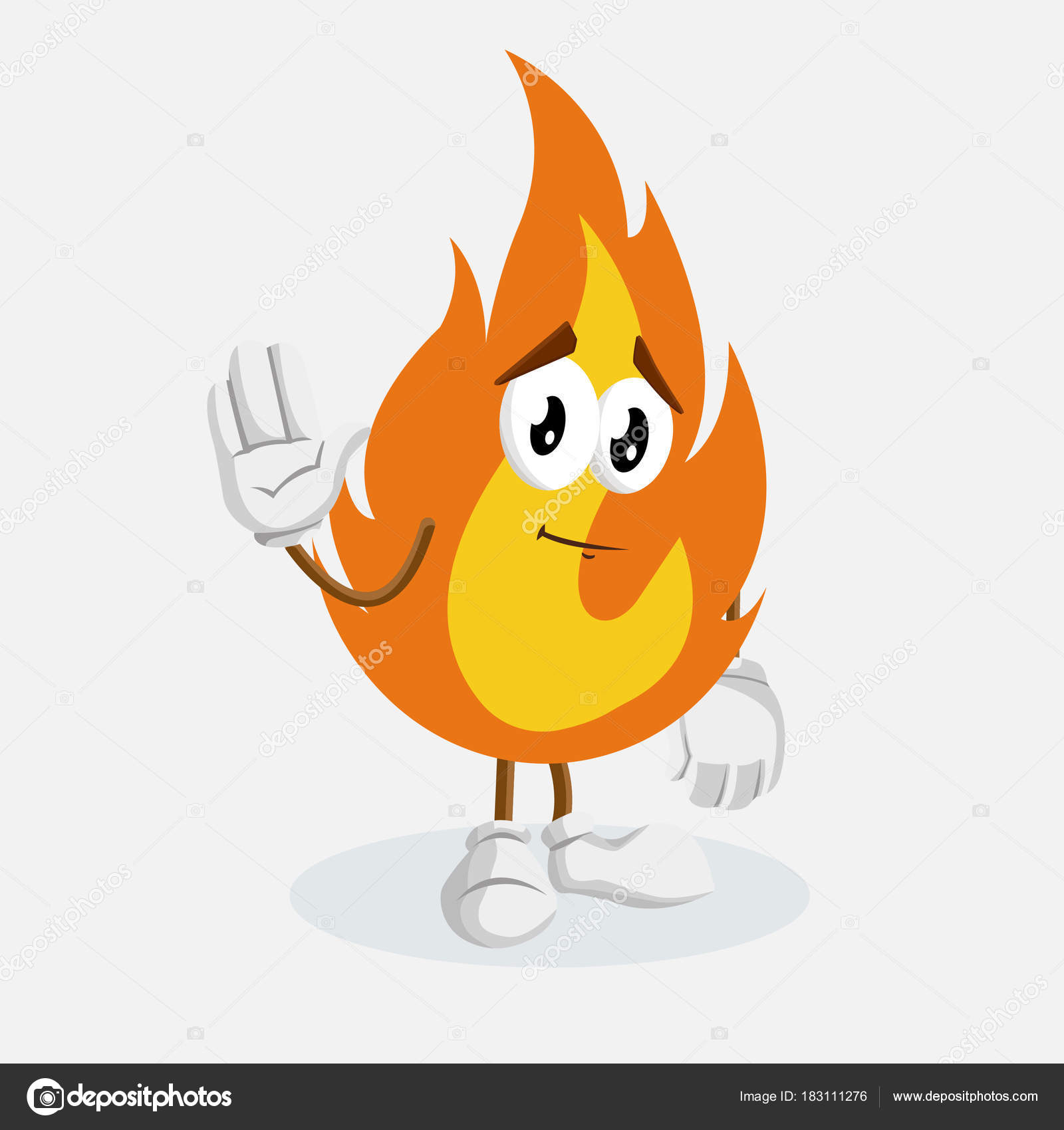 Fire Mascot Background Goodbye Pose Flat Design Style Your Mascot Stock ...