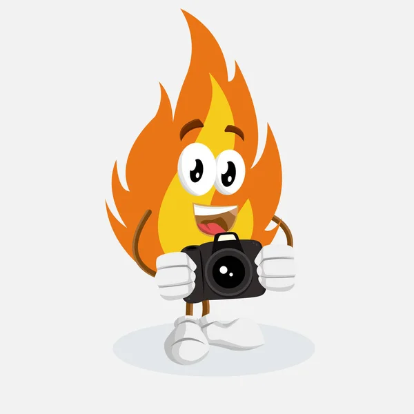 Fire Mascot Background Goodbye Pose Flat Design Style Your Mascot Stock ...