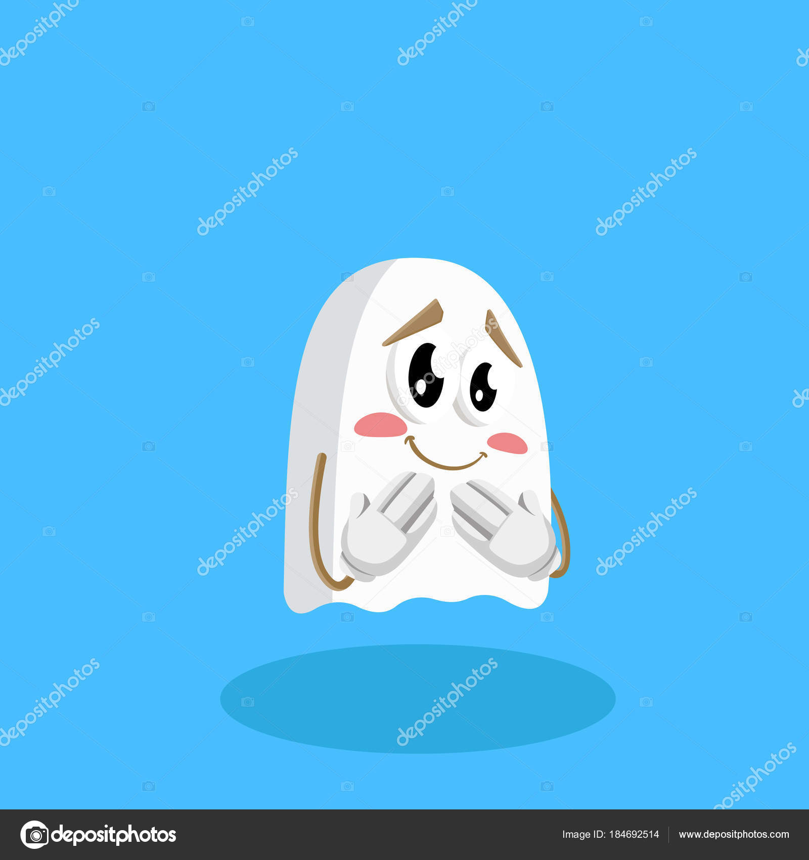Ghost Mascot Background Ashamed Pose Flat Design Style Your Mascot ...