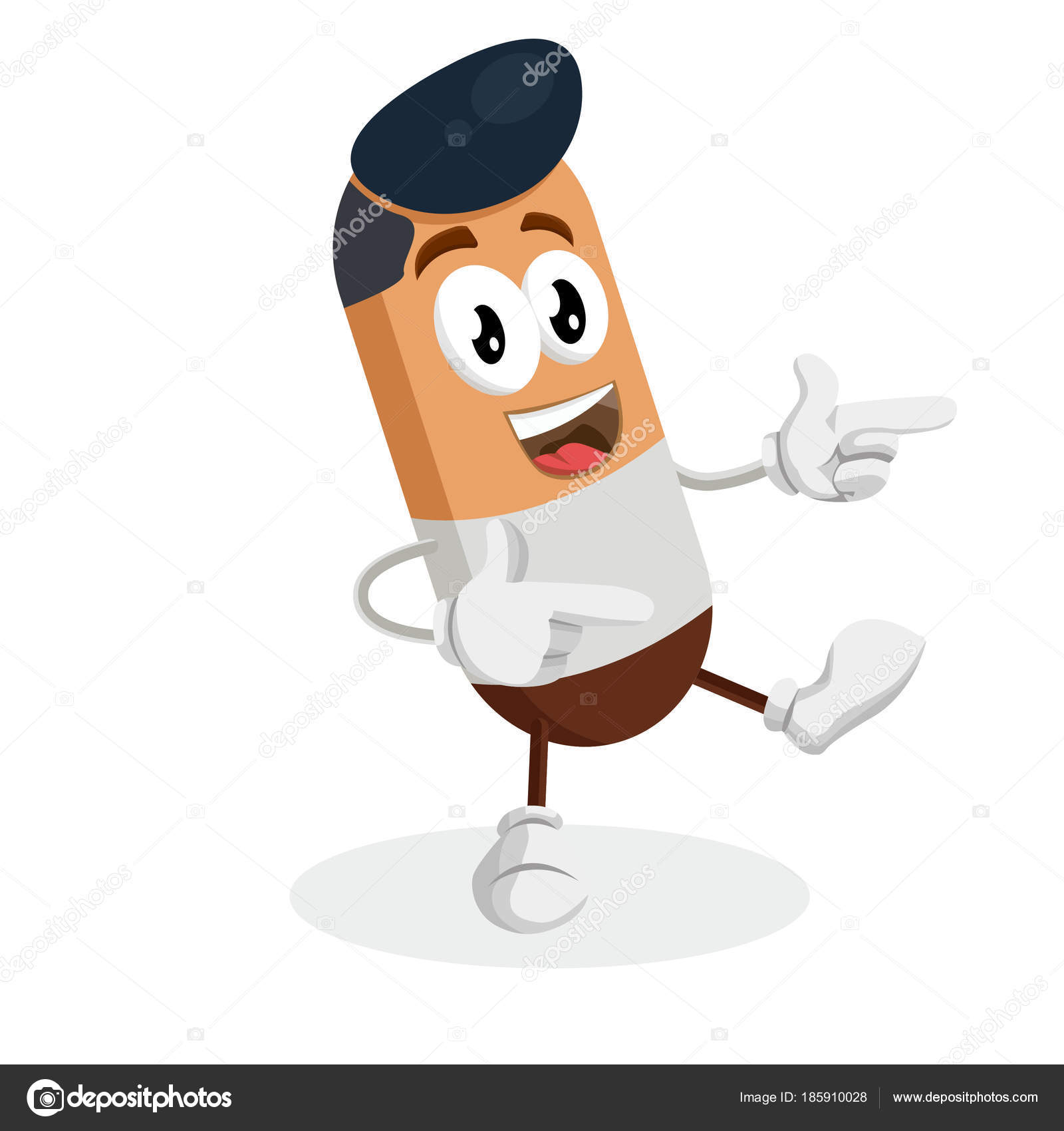 Mascota Humana Fondo Hola Pose Con Estilo Diseño Plano Para Vector de ...