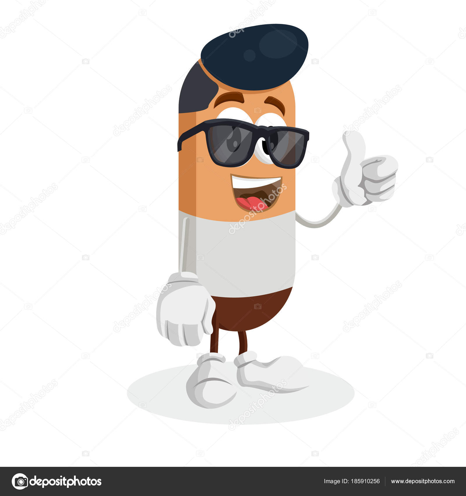 Mascota Humana Pulgar Fondo Posan Con Estilo Diseño Plano Para Vector ...