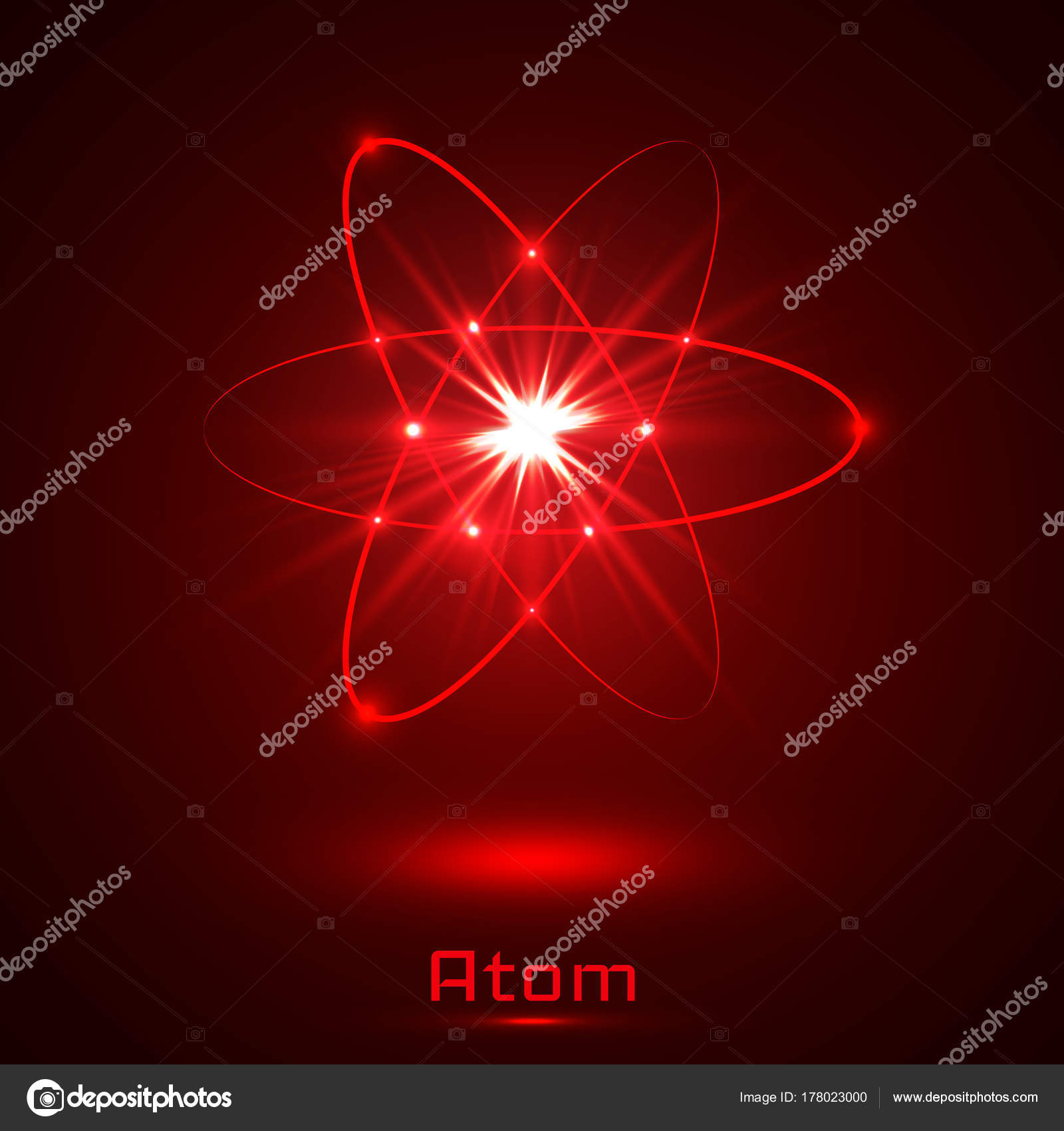 Vector brillante neón luces modelo de átomo Vector de stock #178023000 ...