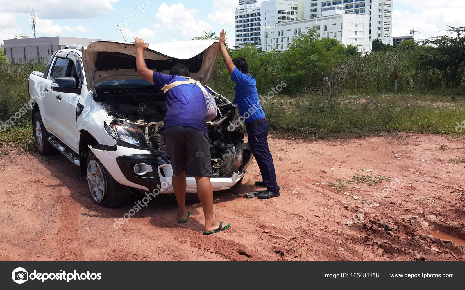 Car crash smash accident on an interstate road Stock Photo by ©surasak ...