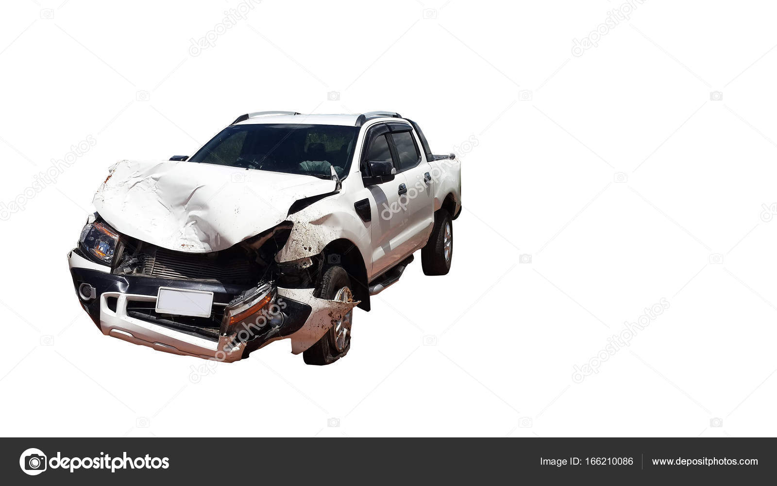 Smashed Car White Background