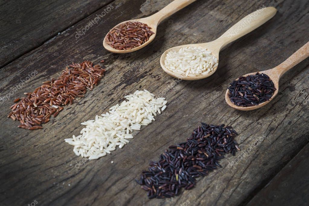 Semilla de arroz, arroz integral, mantener un concepto saludable, fondo ...