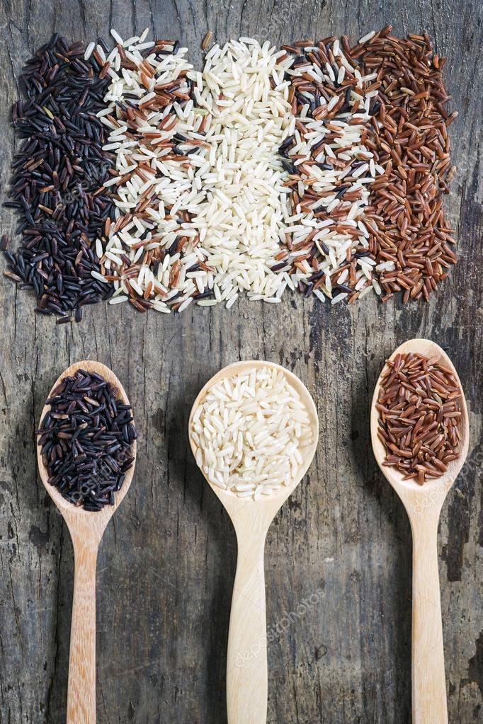 Semilla de arroz, arroz integral, mantener un concepto saludable, fondo ...