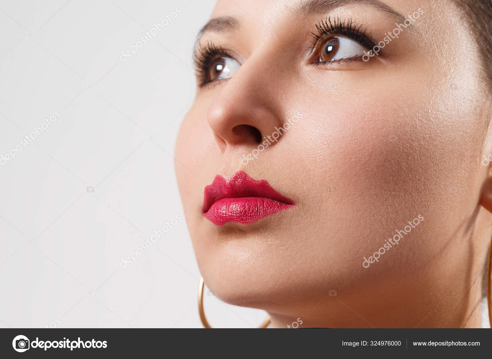 Octopus lips. devil's lips. beauty trend. beauty portrait of a young ...