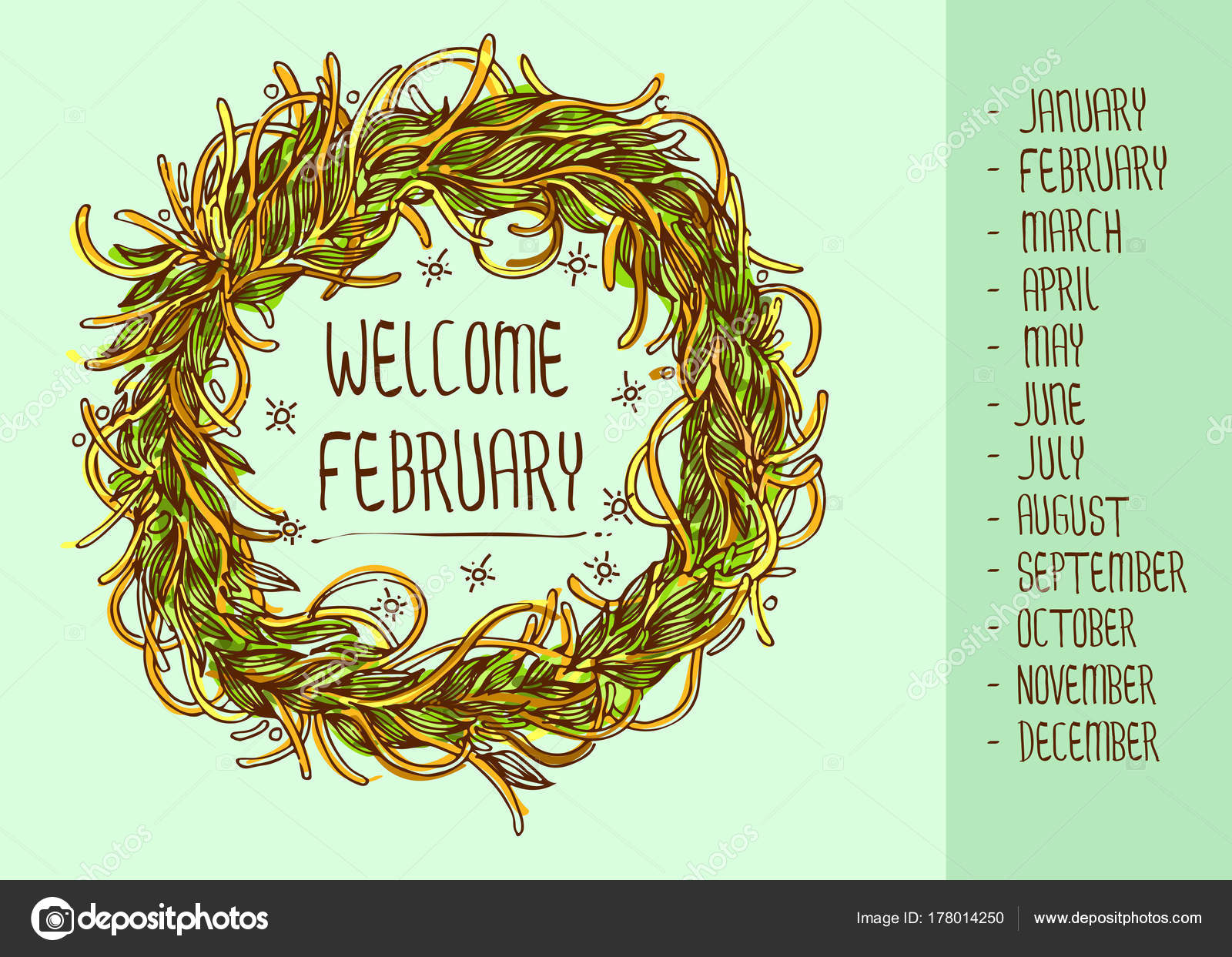 Colorful Vector Illustration Flowers Border Text Welcome February Stock ...