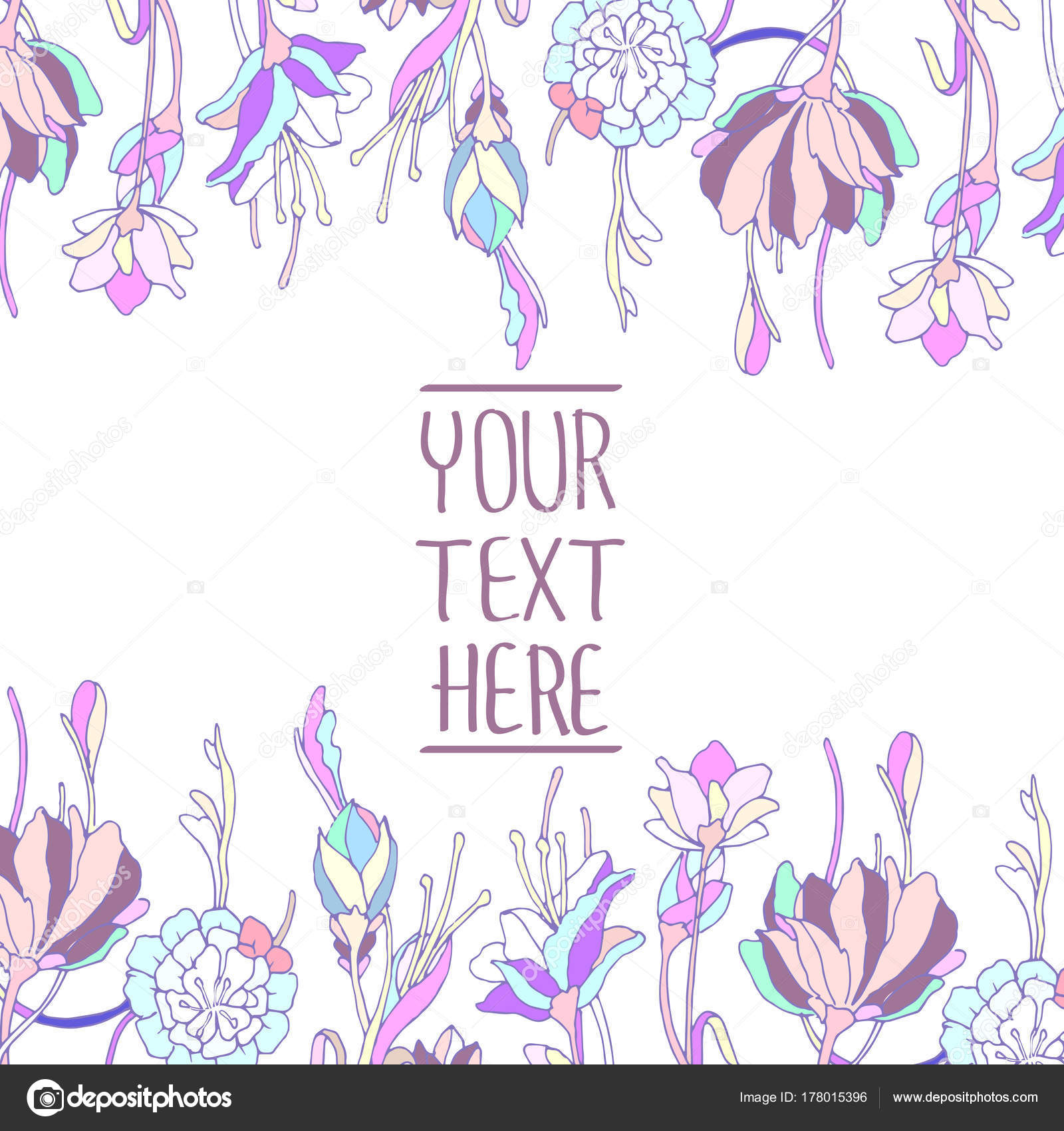 Colorful Vector Illustration Flowers Border Place Text Stock Vector by ...