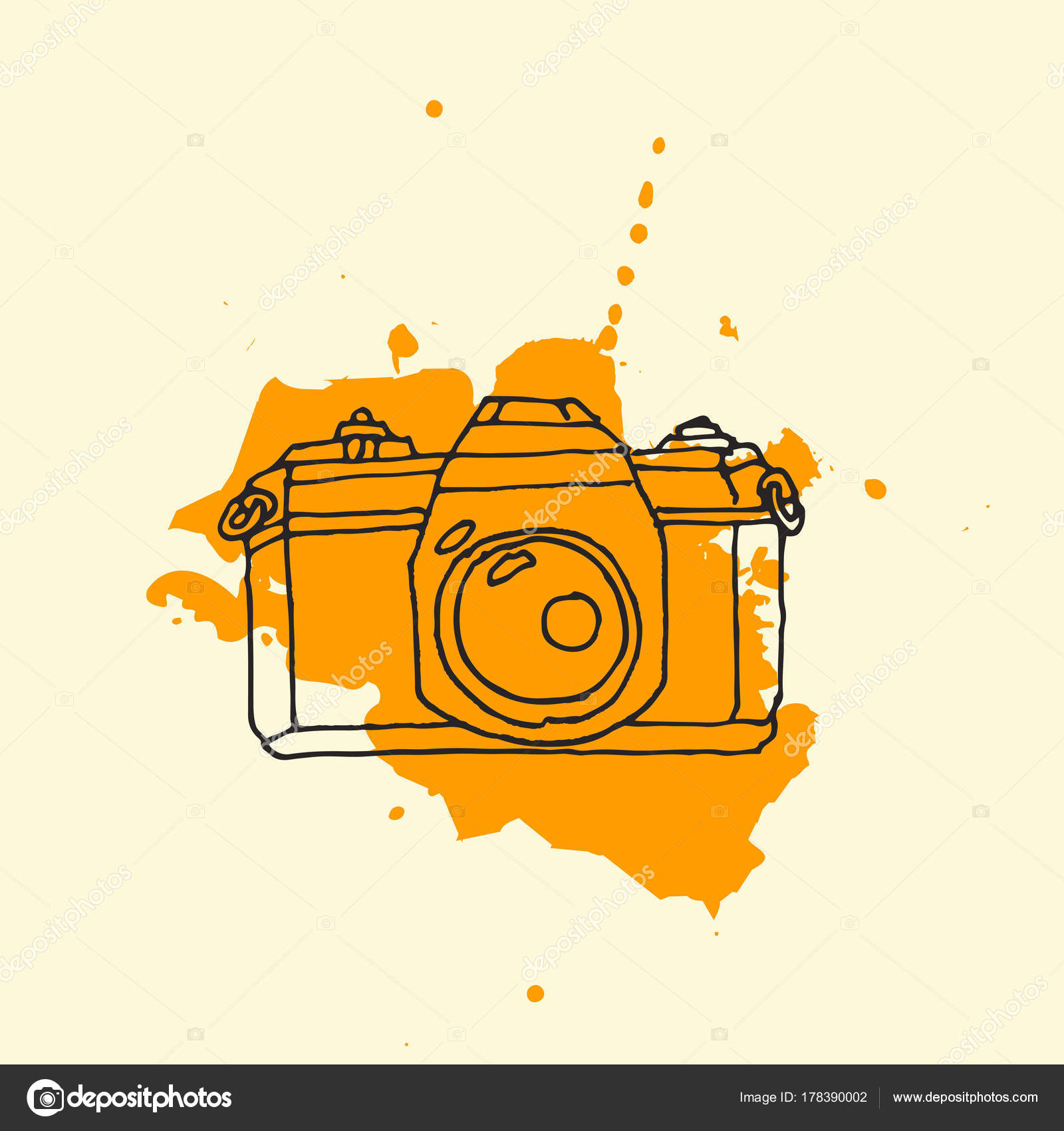 Hand Drawn Vintage Photo Camera Splatter Colorful Background Stock ...