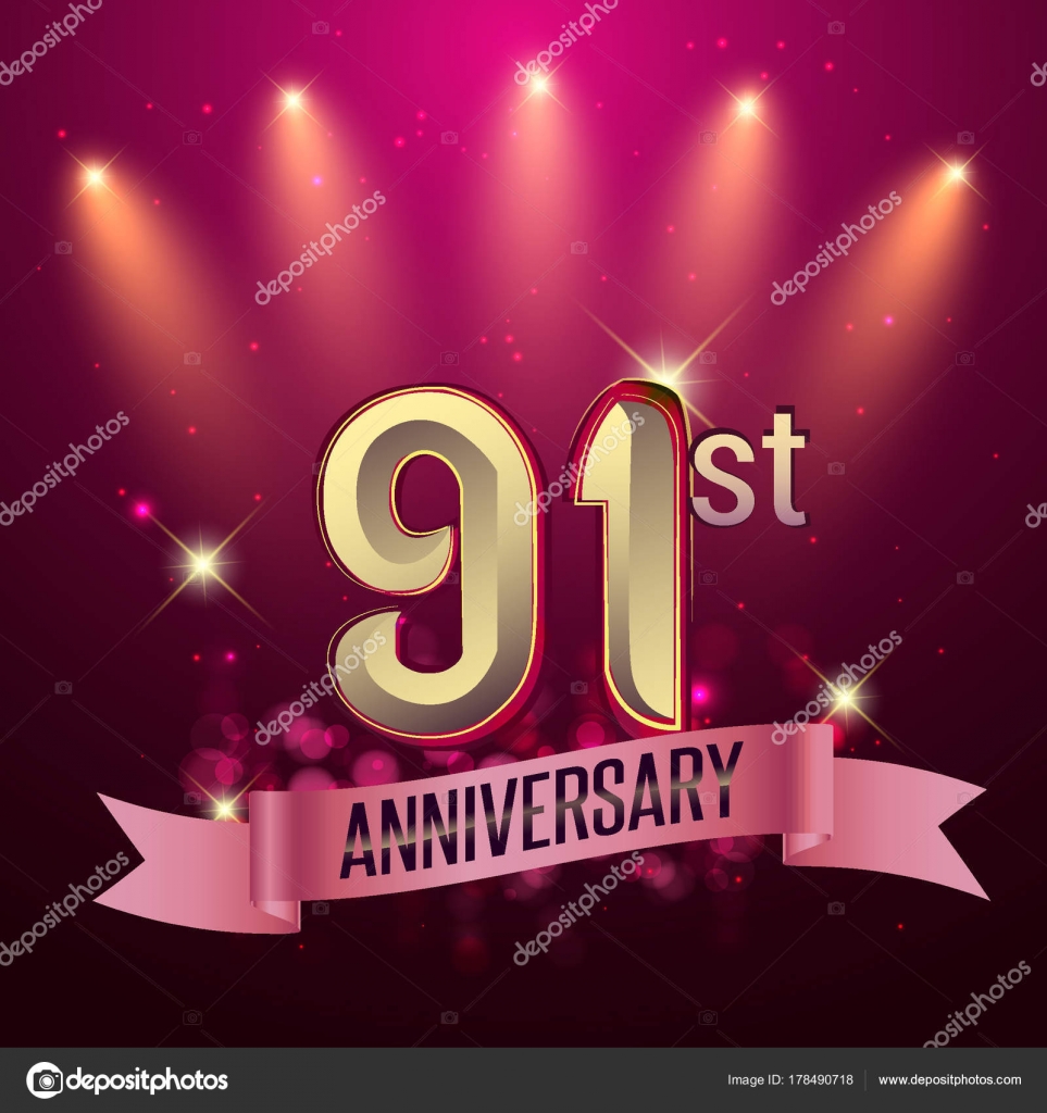 91St Anniversary Party Poster Banner Invitation Background Glowing ...
