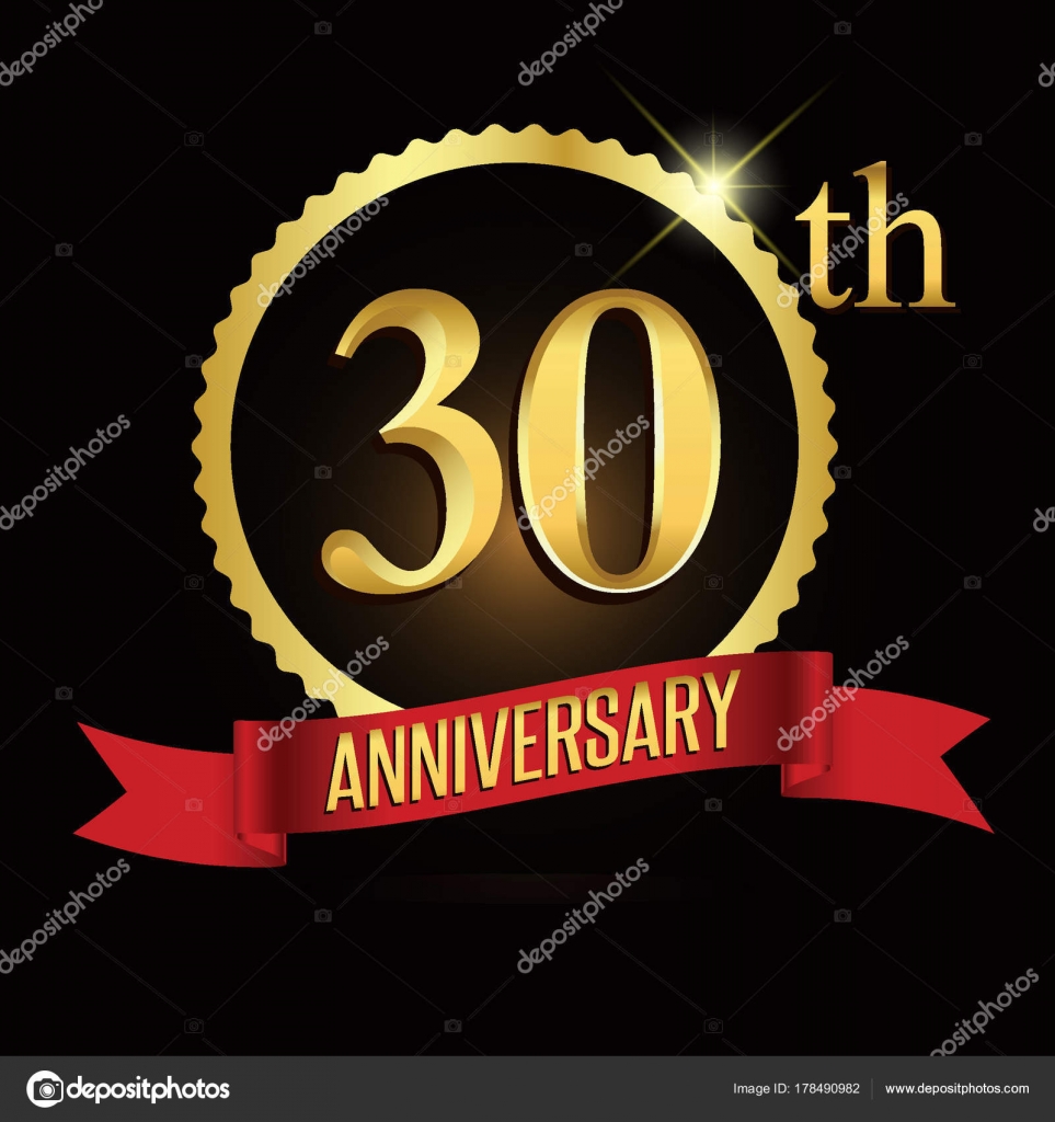30Th Anniversary Wreath Ribbon Logo Geometric Background Stock Vector ...