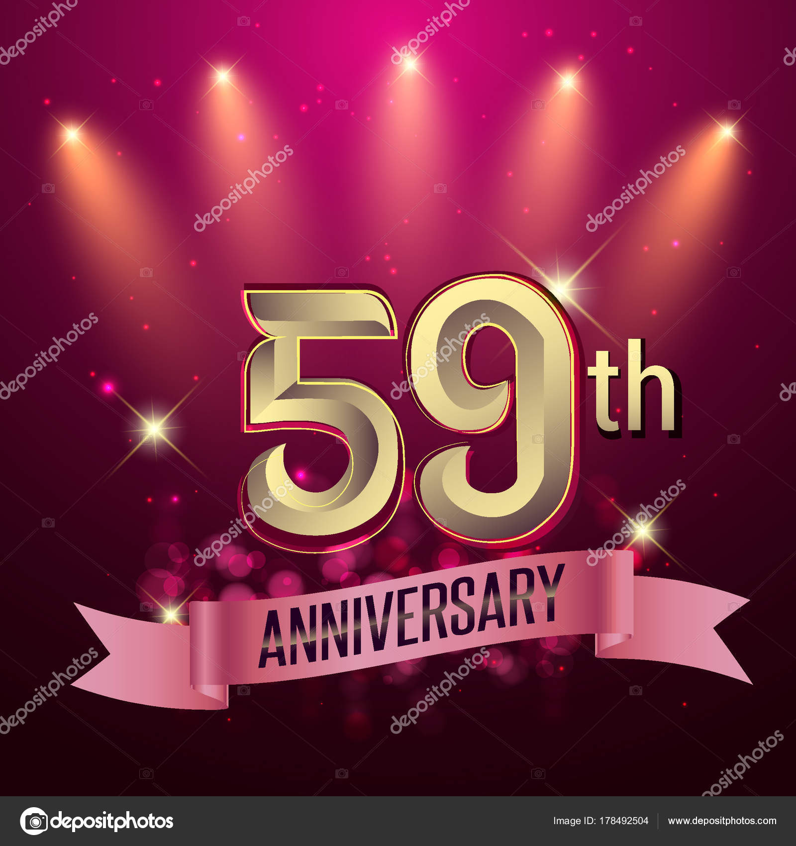 59Th Anniversary Party Poster Banner Invitation Background Glowing ...