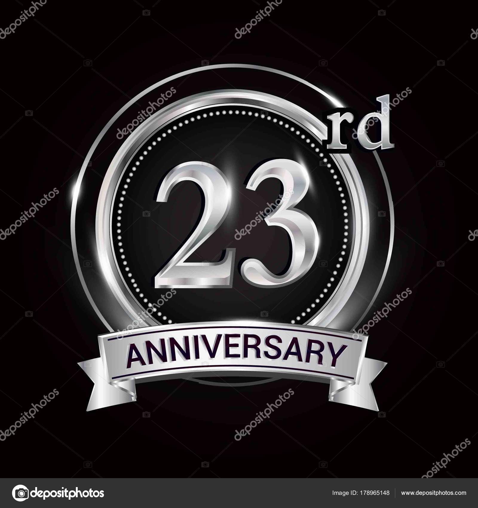 23Rd Anniversary Logo Silver Ring Ribbon Stock Vector Image by ...