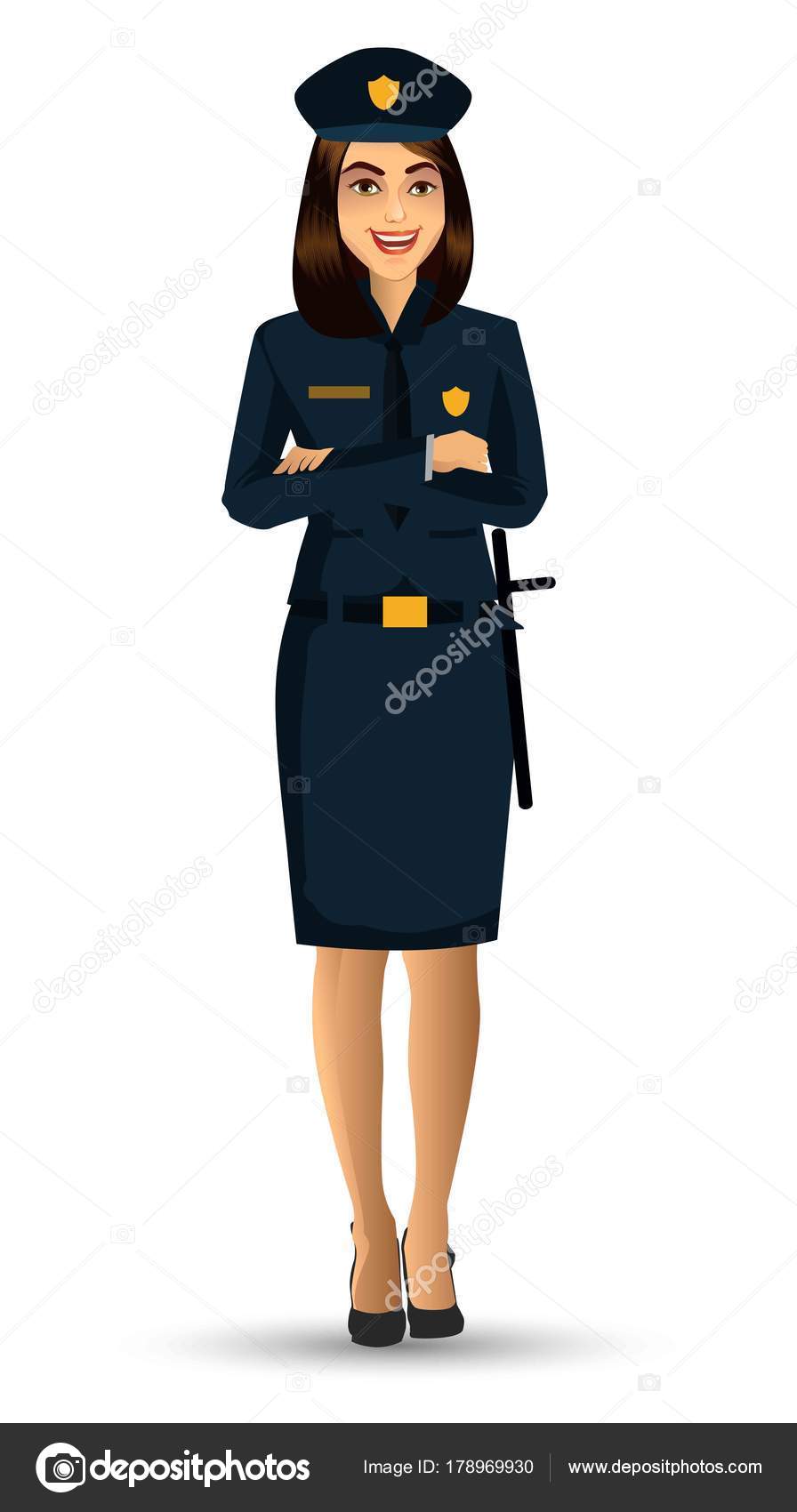 Police Woman Character Design Vector Illustration Isolated White ...