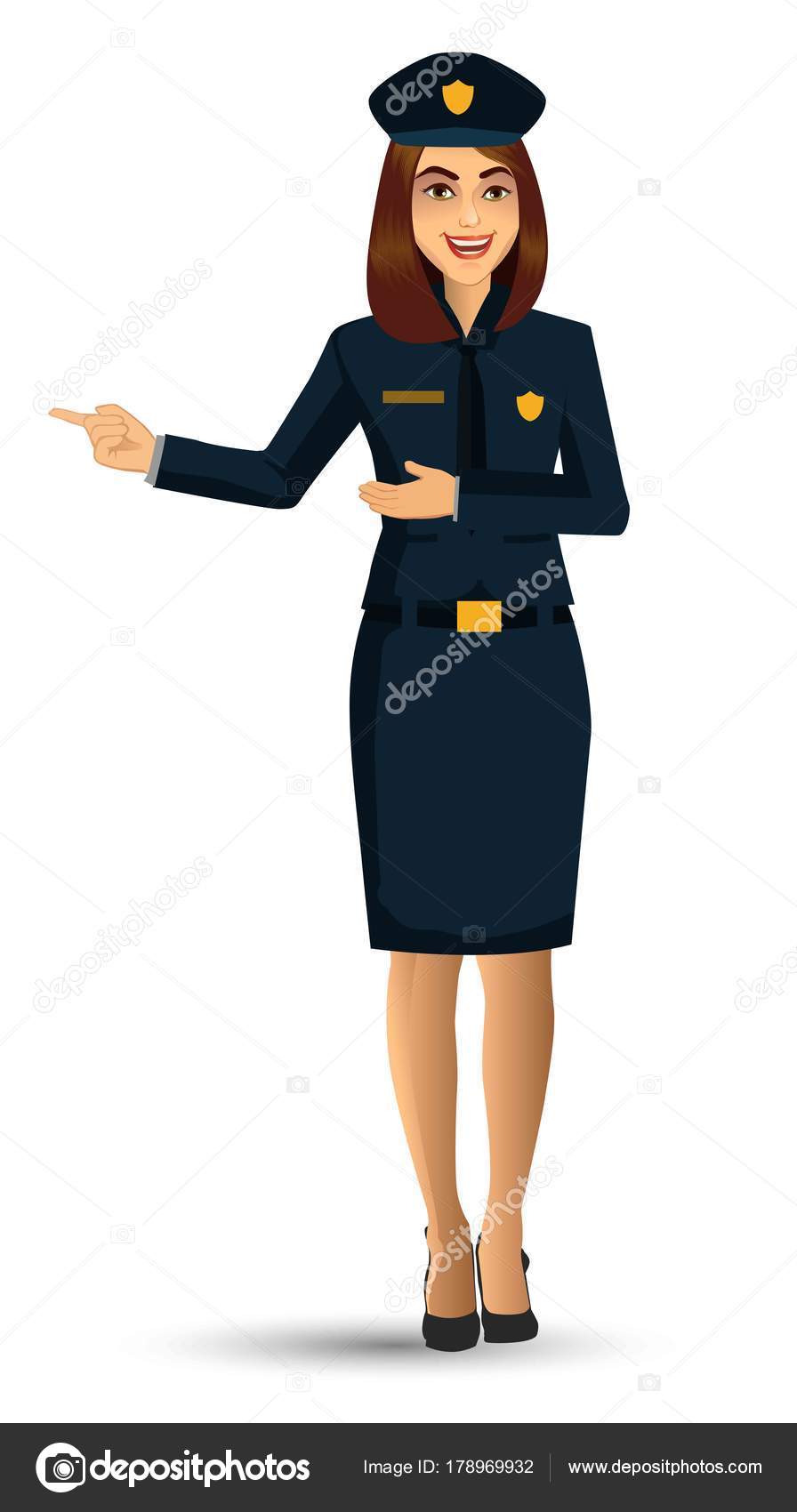 Police Woman Character Design Vector Illustration Isolated White ...