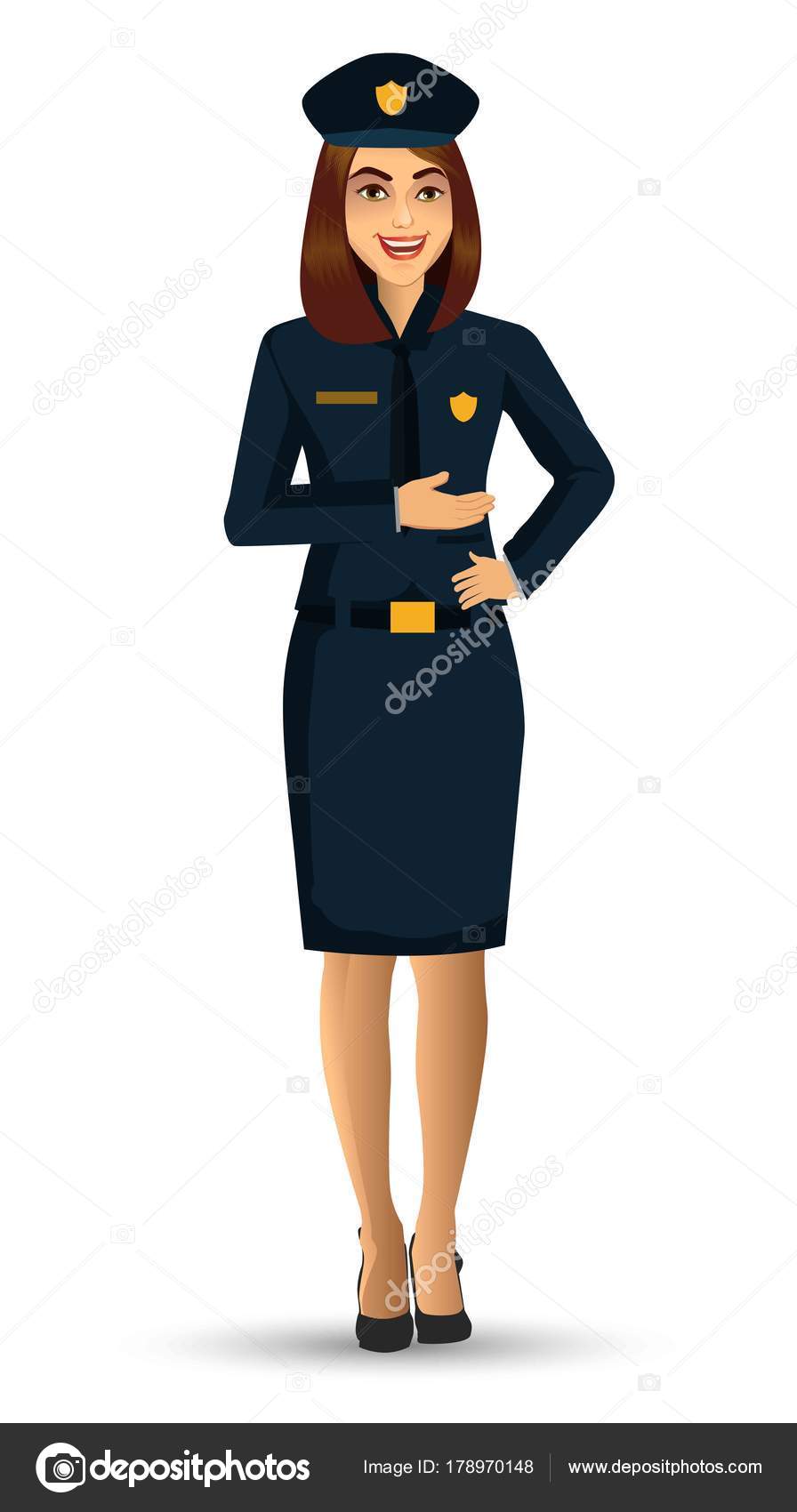 Police Woman Character Design Vector Illustration Isolated White ...