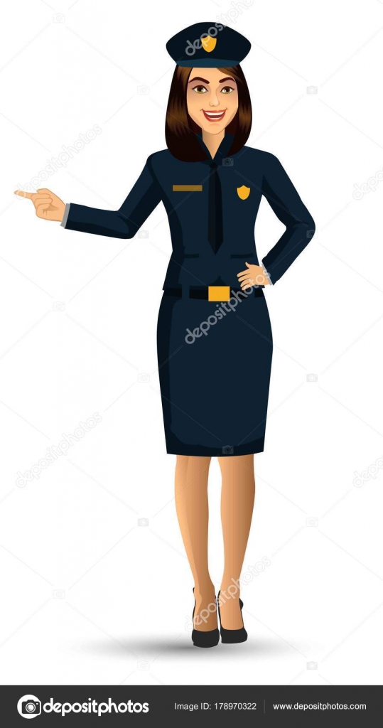 Police Woman Character Design Vector Illustration Isolated White ...